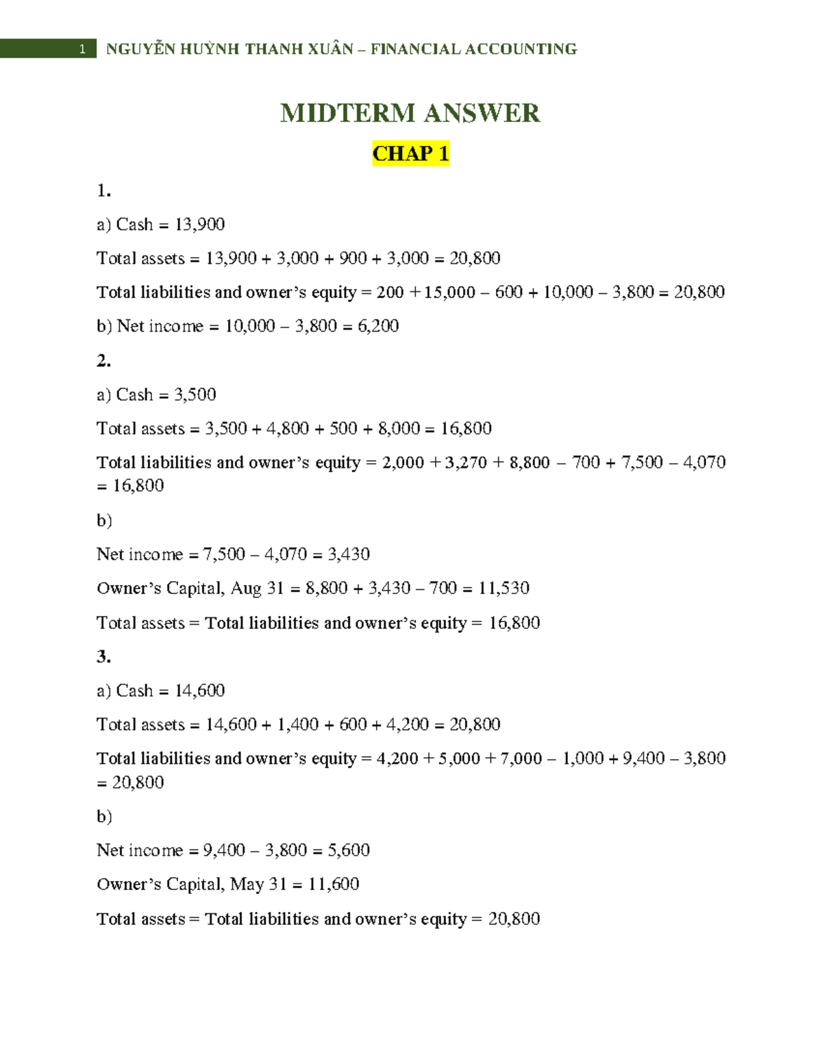 Financial Accounting Midterm Answers (FA 101) - Chapters 1-5 - Studocu