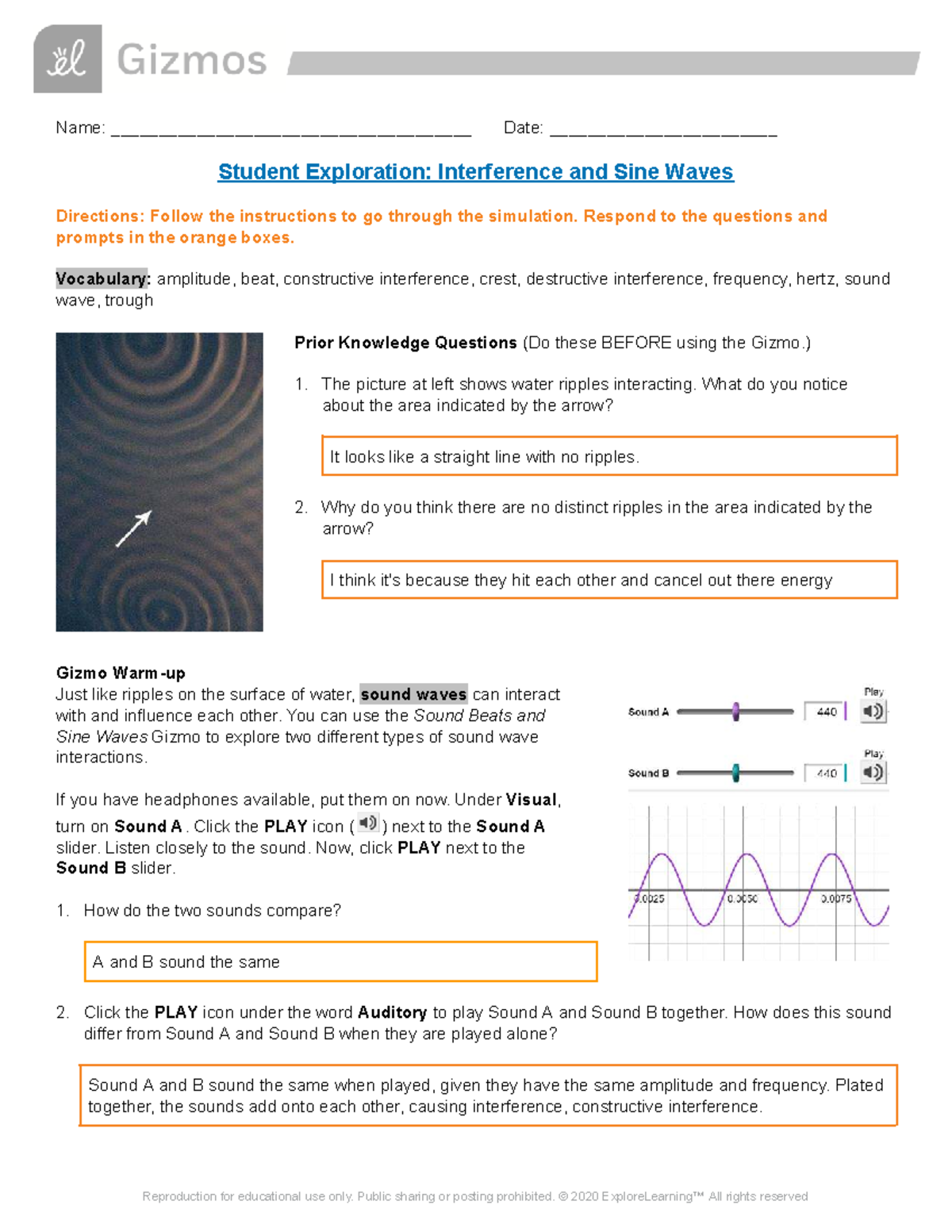 Interference and Sine Waves SE: Exploring Sound Wave Interactions - Studocu