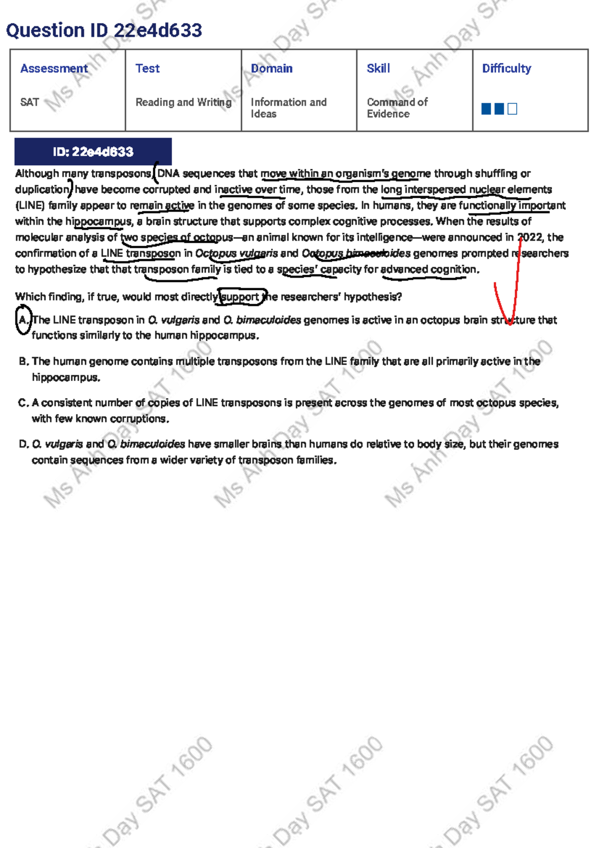 SAT Reading and Writing Assessment Test: Command of Evidence Questions ...