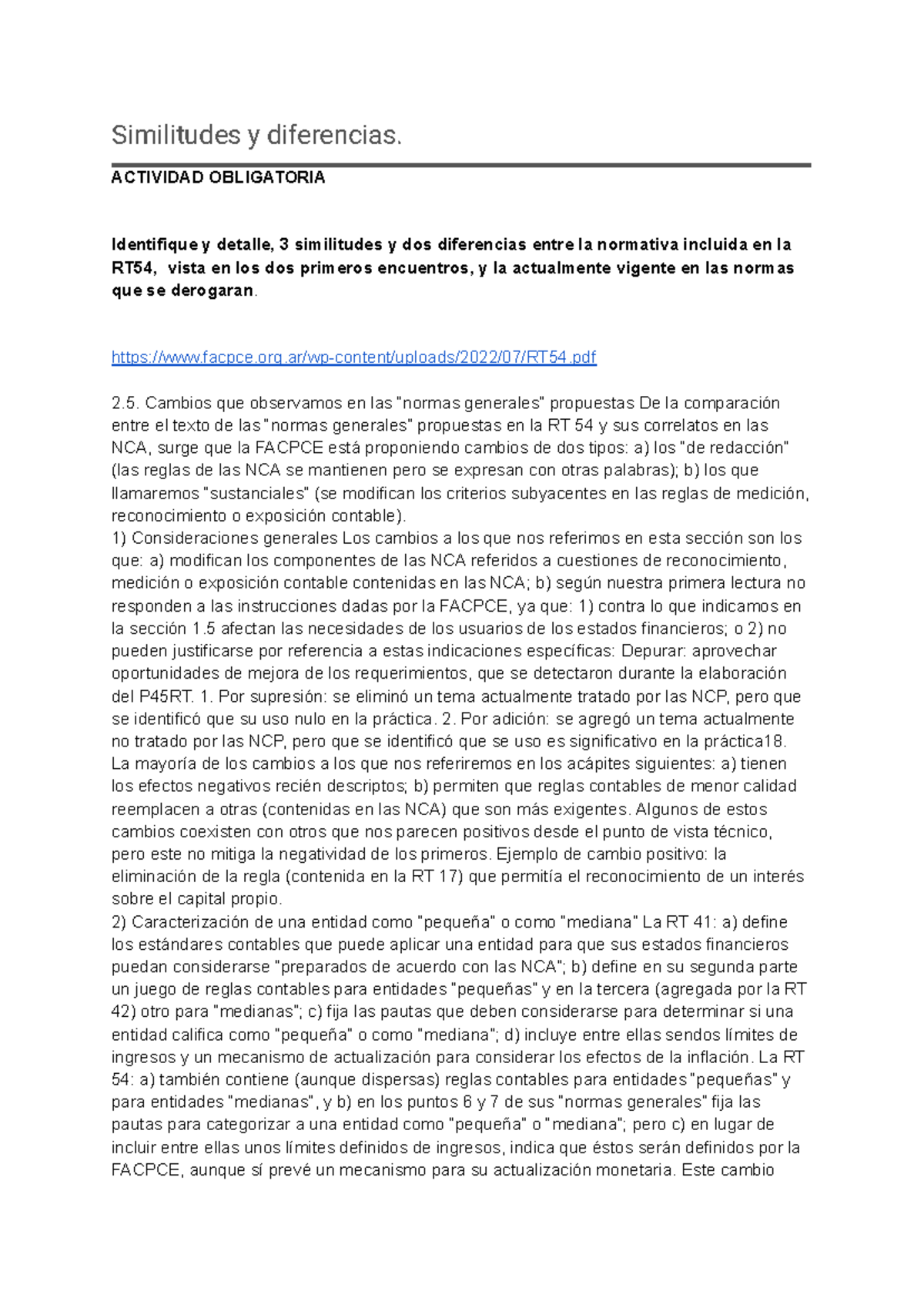 Similitudes y diferencias en la normativa RT54: Análisis comparativo ...
