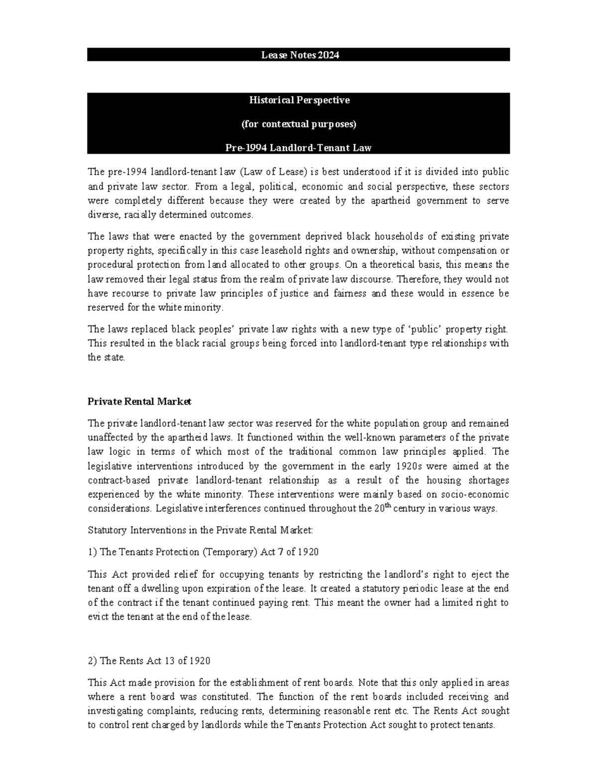 Lease Notes 2024: Historical Context and Legal Framework of Lease Law ...