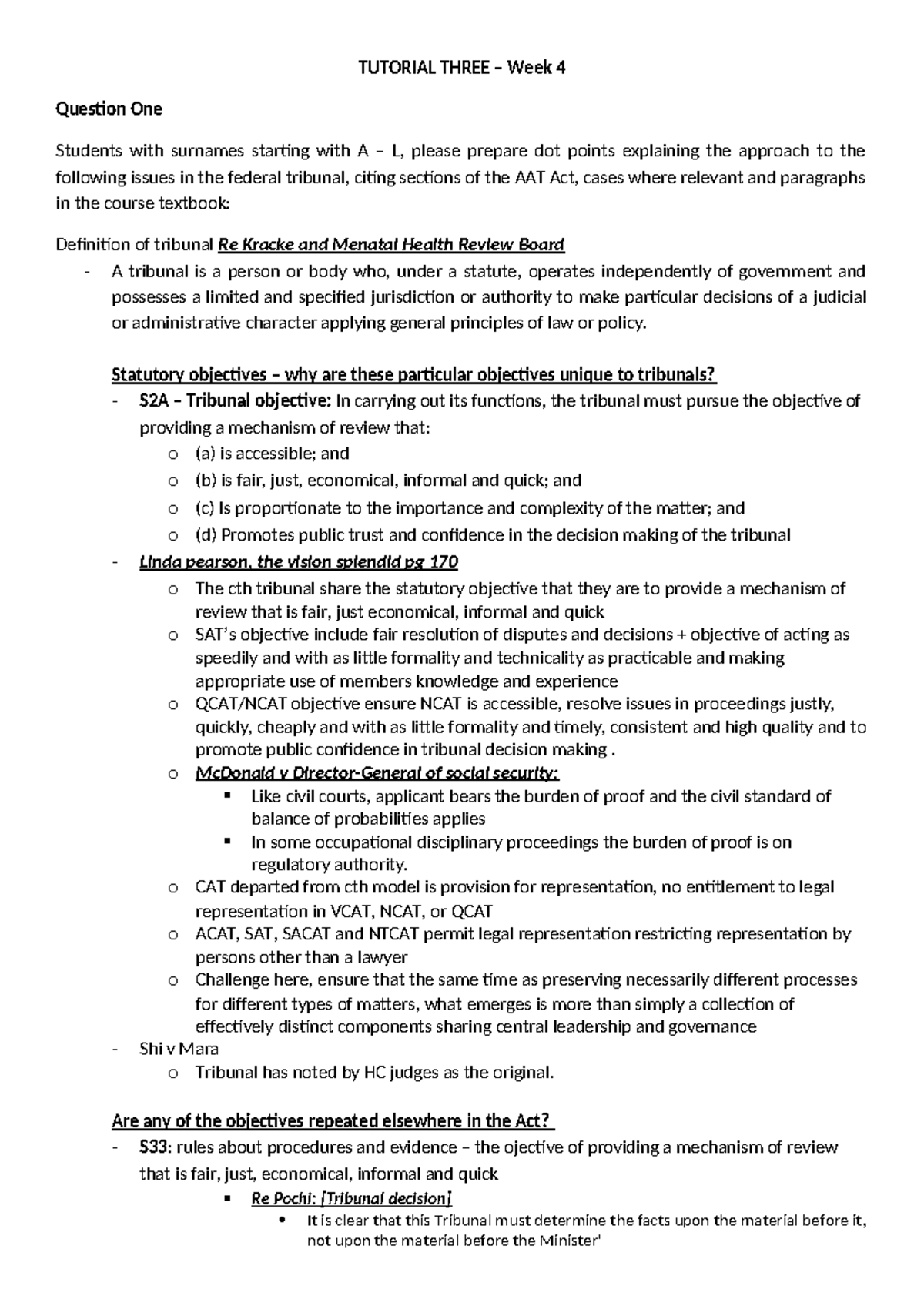 AAT Act Approach: Tribunal Functions, Objectives & Review Process - Studocu