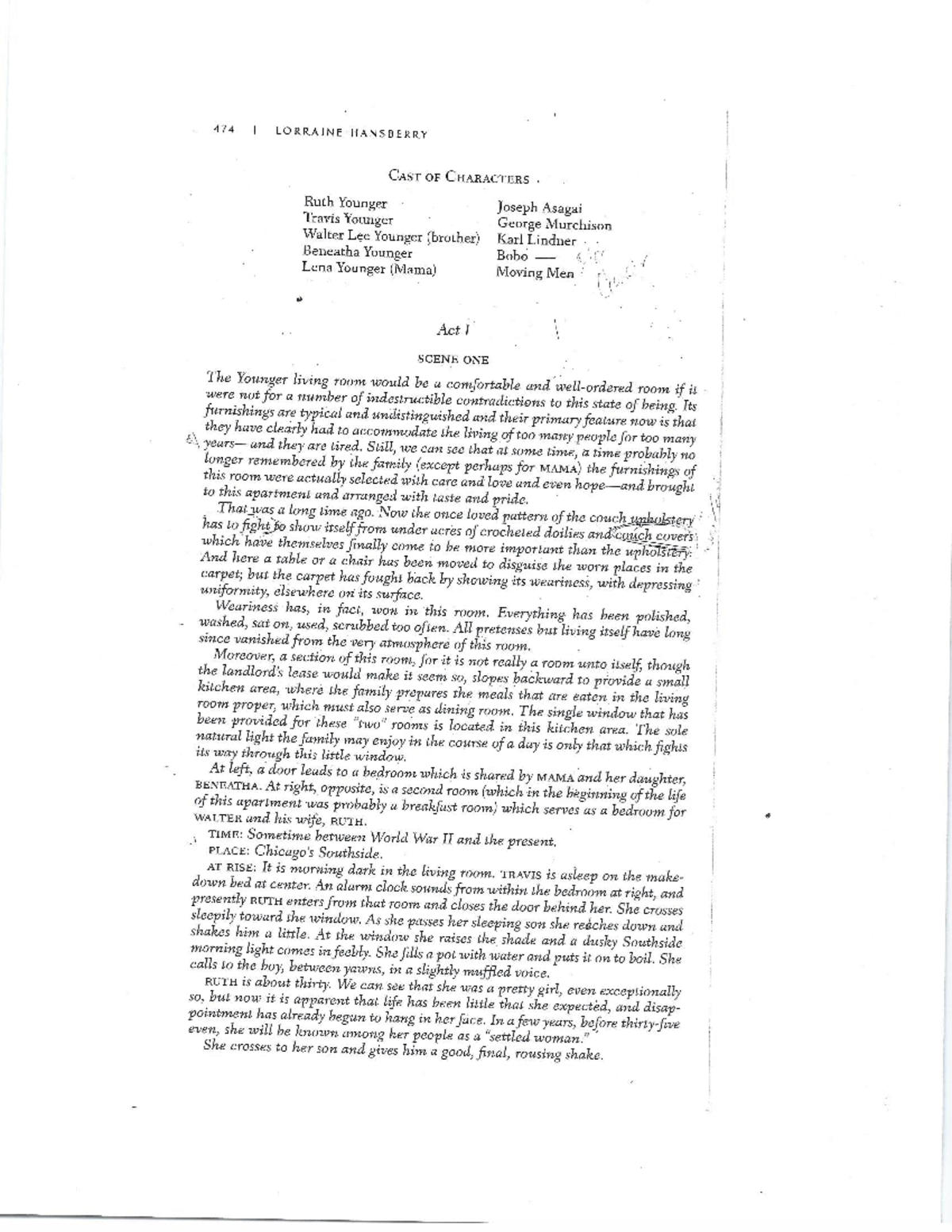 African American Lit 2: A Raisin in the Sun - Cast of Characters & Act ...