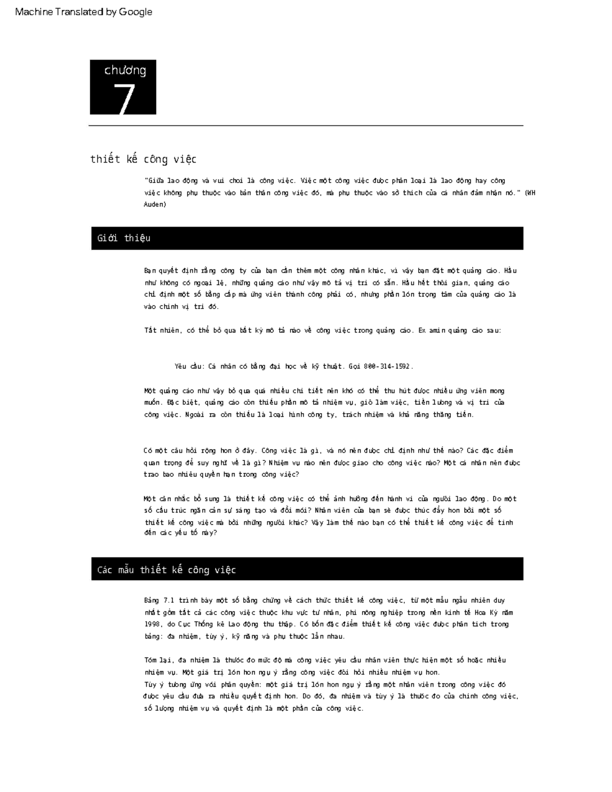 JOB Design C7 VN - thiết kế công việc chương Giới thiệu Các mẫu thiết kế công việc Yêu cầu: Cá ...