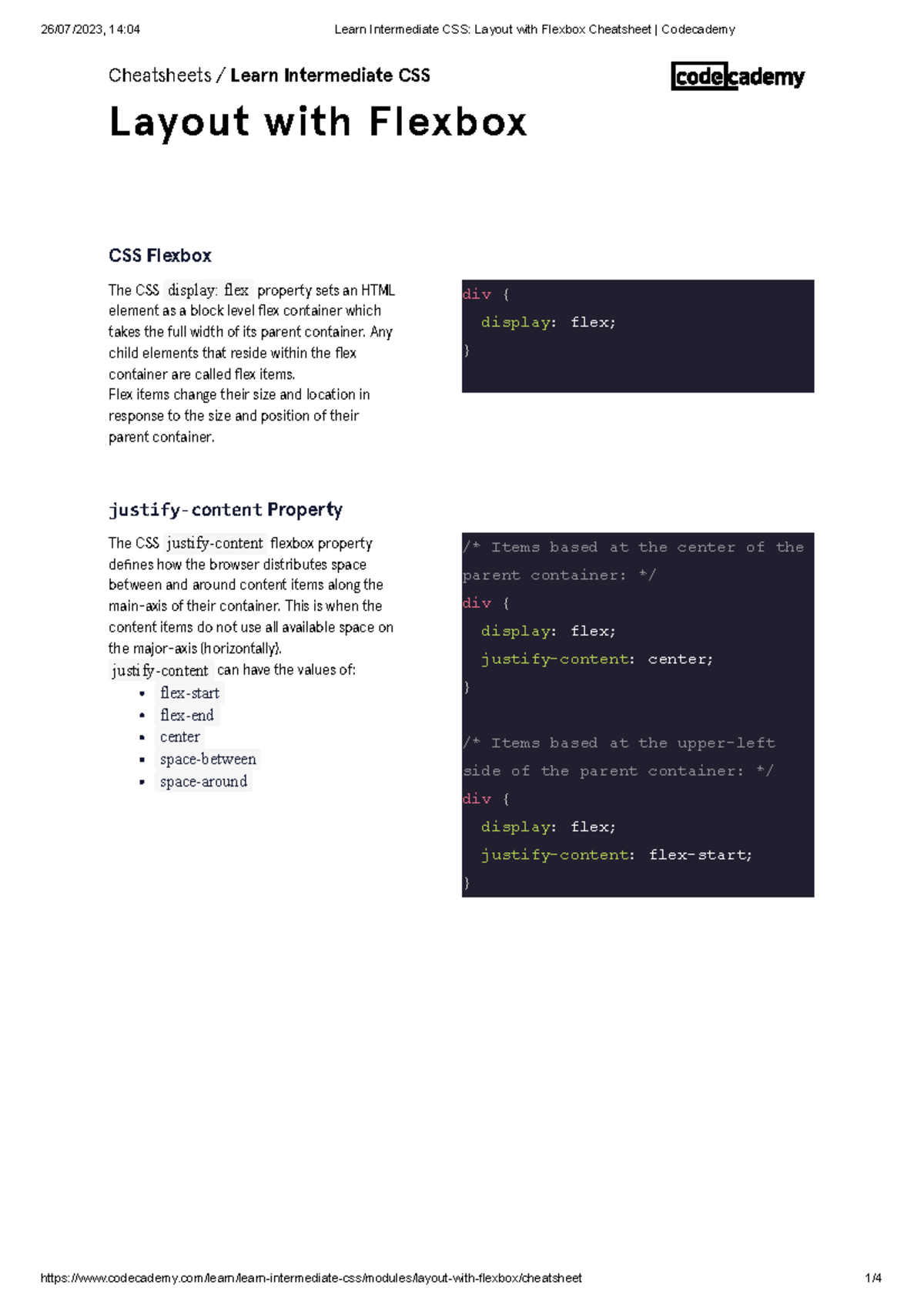 14:04 Intermediate CSS: Flexbox Layout Cheatsheet - Studocu
