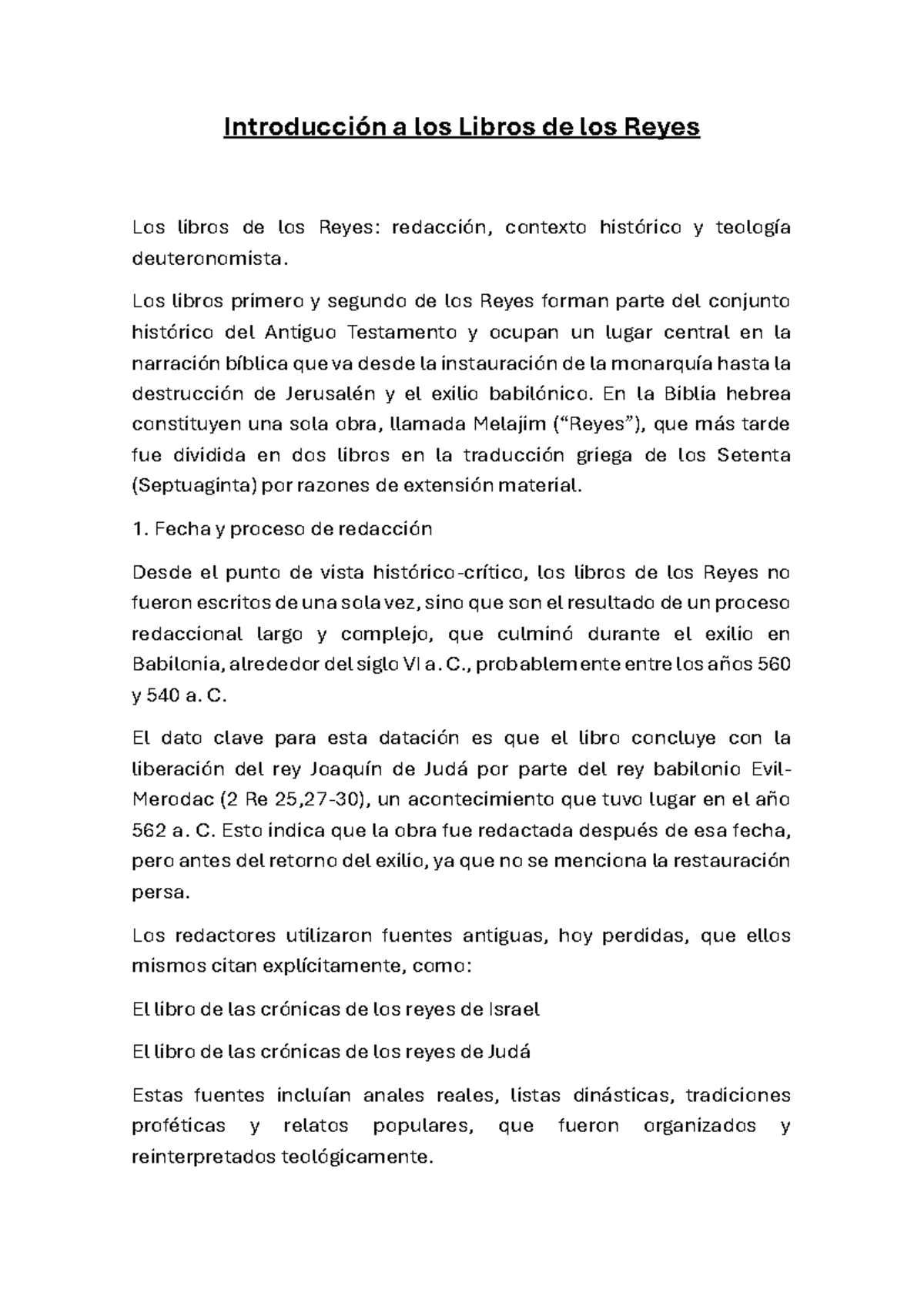 Introducción a los Libros de los Reyes - Introducción a los Libros de ...