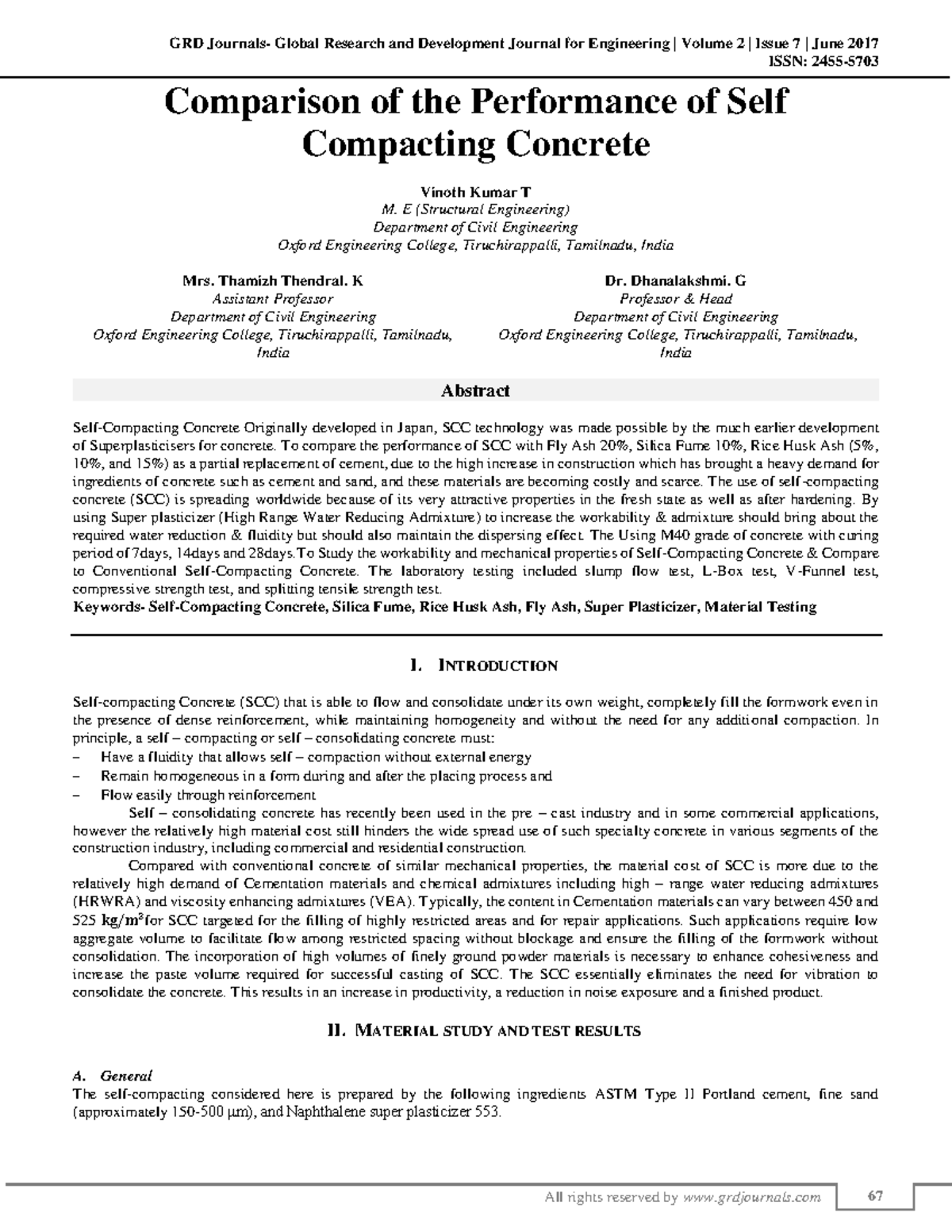 Comparison of Self Compacting Concrete Performance (M.E. Structural ...