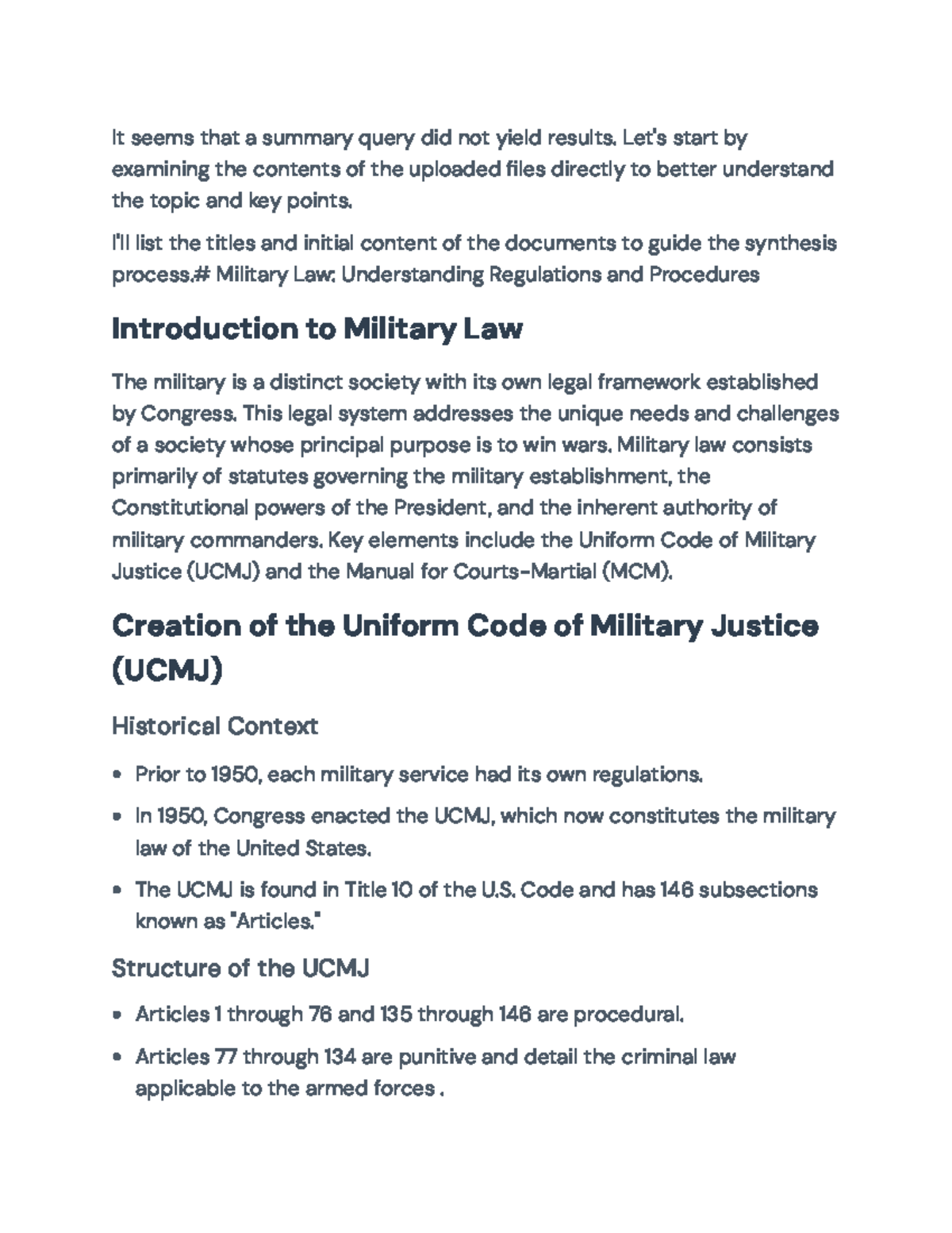 Military Law: Regulations, Procedures, and Justice Overview (Course ...