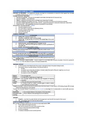 Insurance code pt 1 - Prepared by: Atty. Alexandra Mae D. Geñorga Name ...