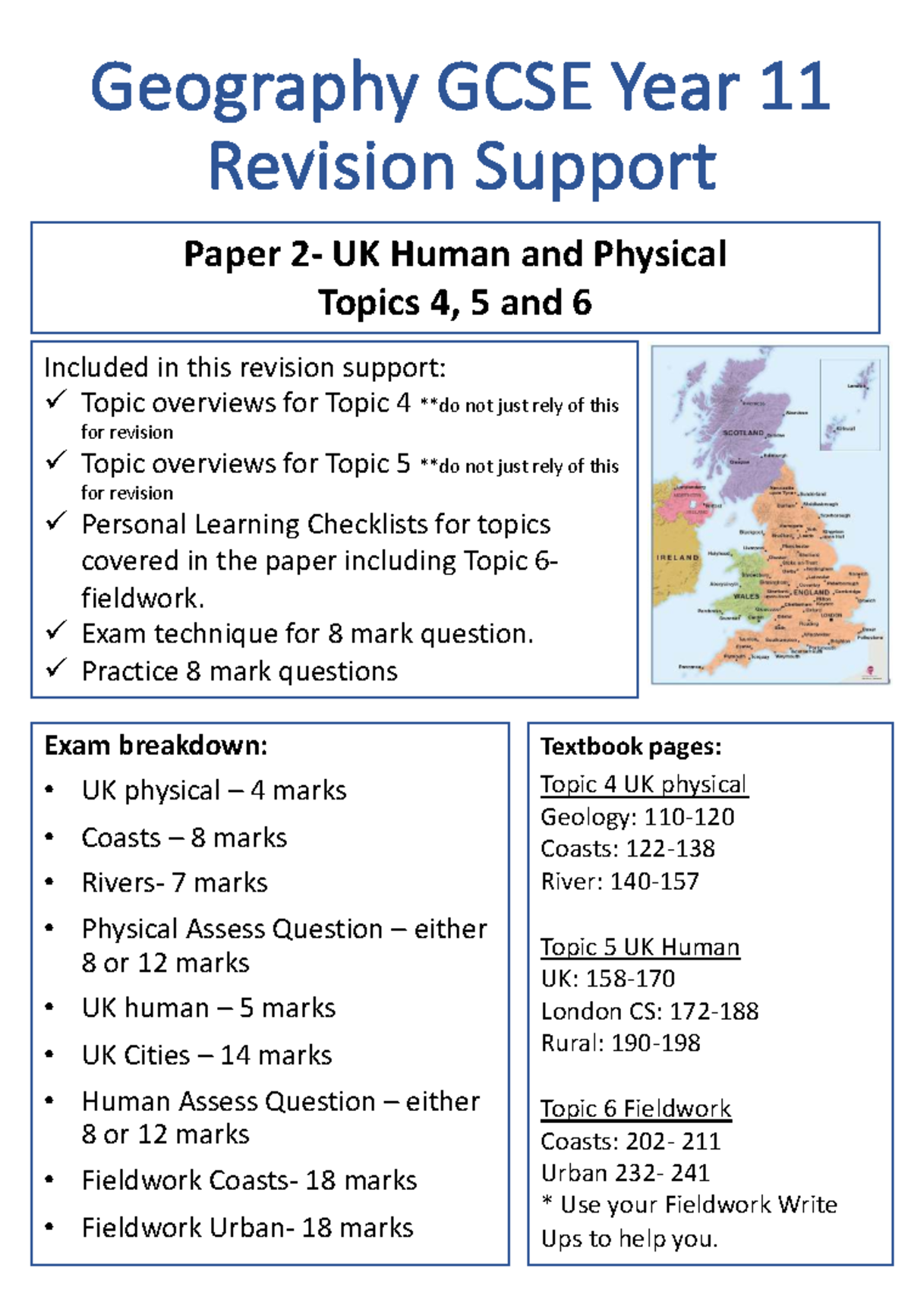 Year 11 Geography GCSE Revision: Human & Physical Topics 4-6 - Studocu