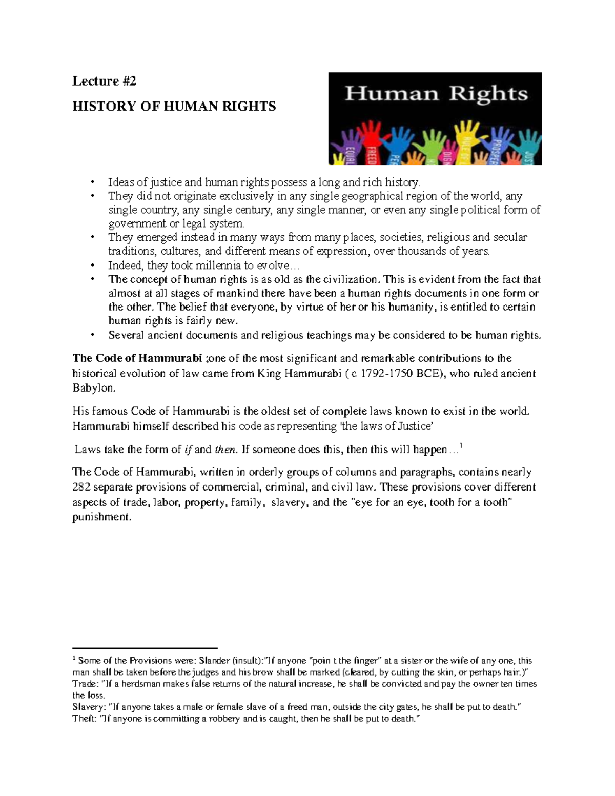 Lec-2: The Evolution of Human Rights Through History - Studocu