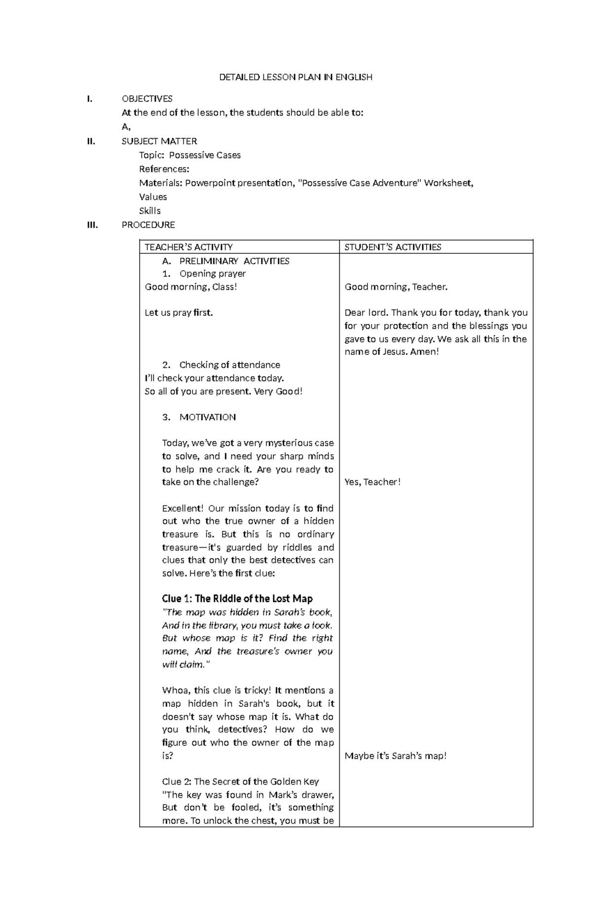 Detailed Lesson PLAN IN English 5 - DETAILED LESSON PLAN IN ENGLISH I ...