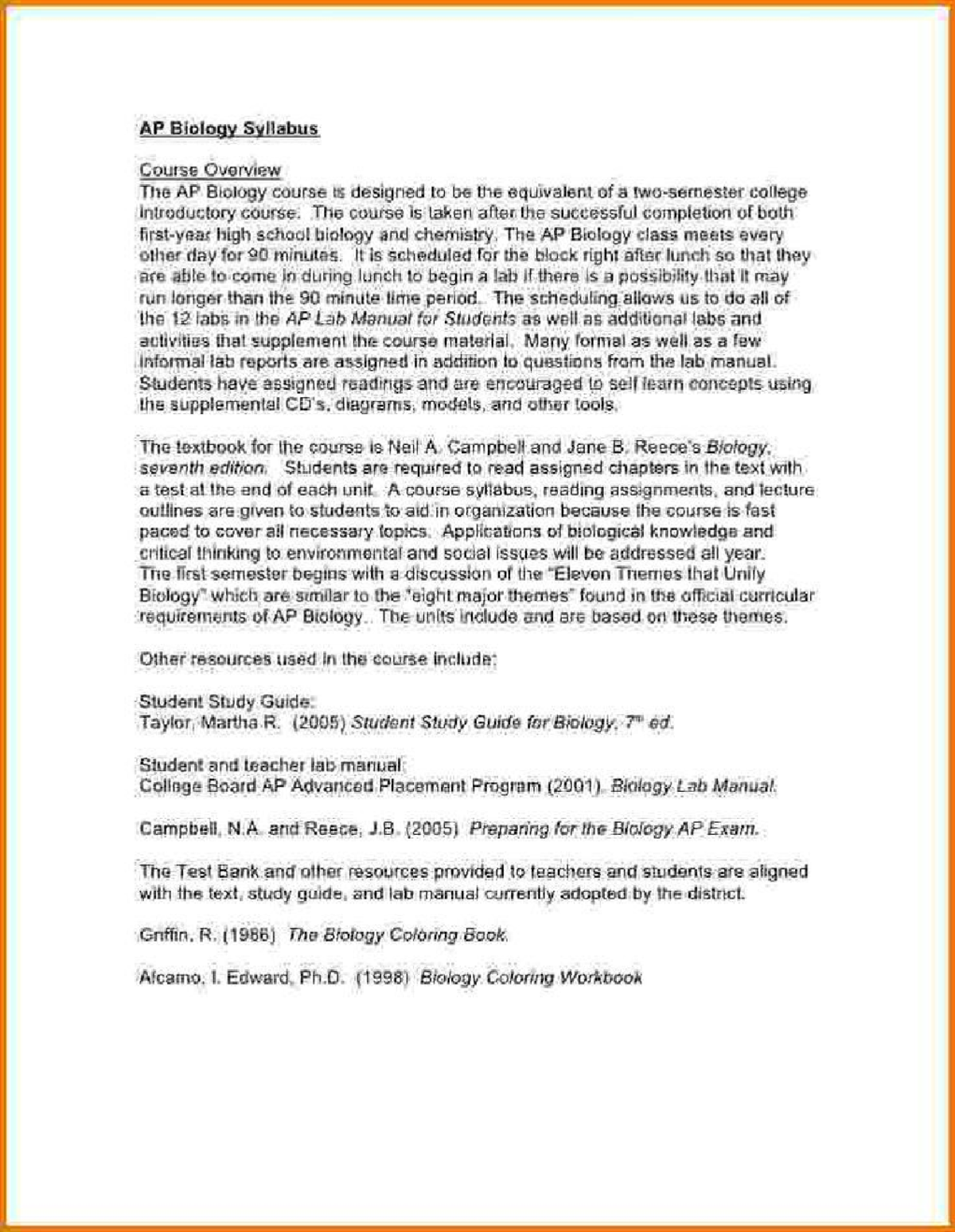 AP Biology syllabus overview and course structure - Studocu