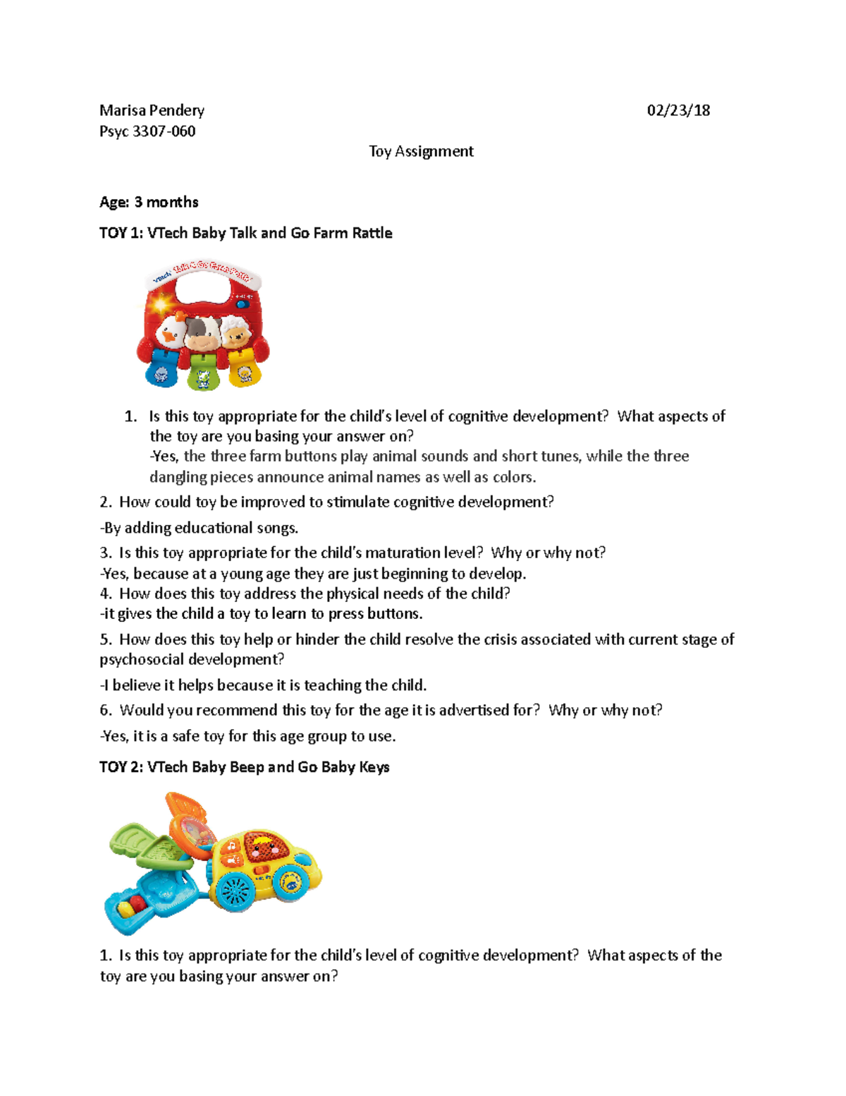 Toy assignment - Studying children's toys - Marisa Pendery Psyc Toy ...