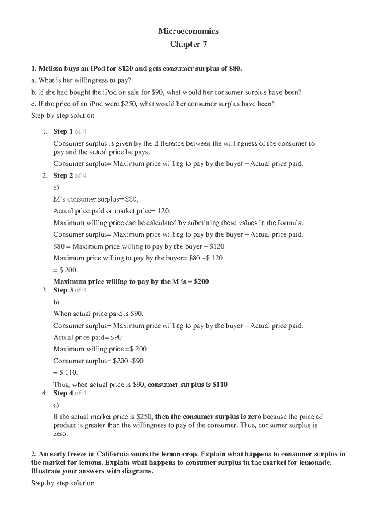 Microeconomics CH-7 - Detailed Solutions and Analysis - Studocu