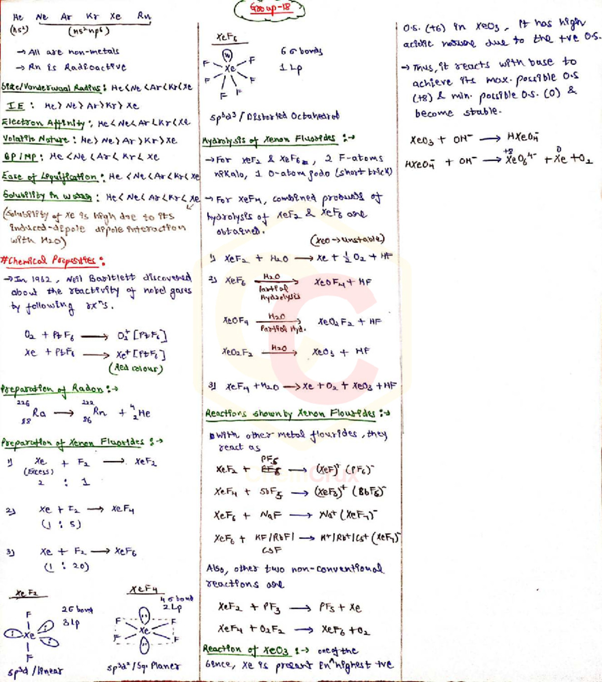 Group 18 - Noble Gases and Their Compounds (JEE) - Studocu