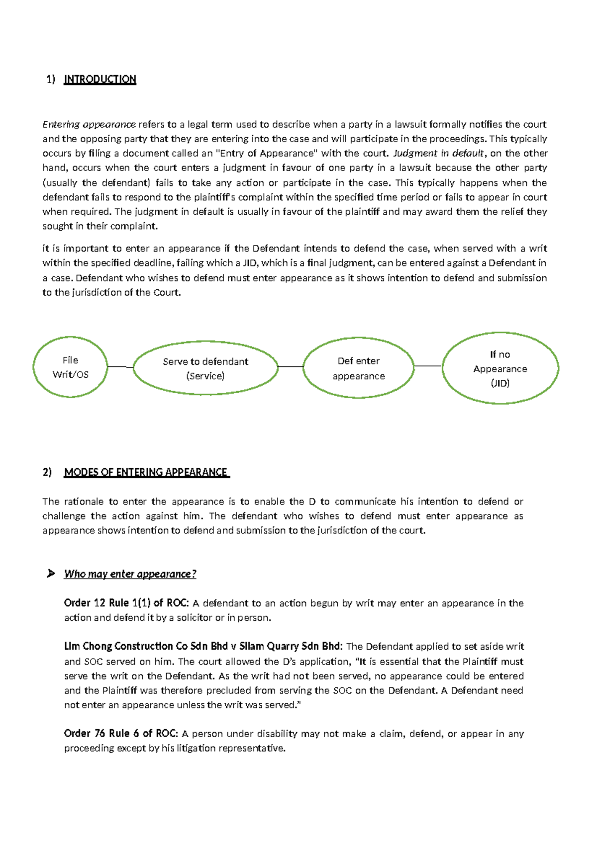 Topic 8: Understanding Appearance and JID in Civil Law (CIVIL I) - Studocu