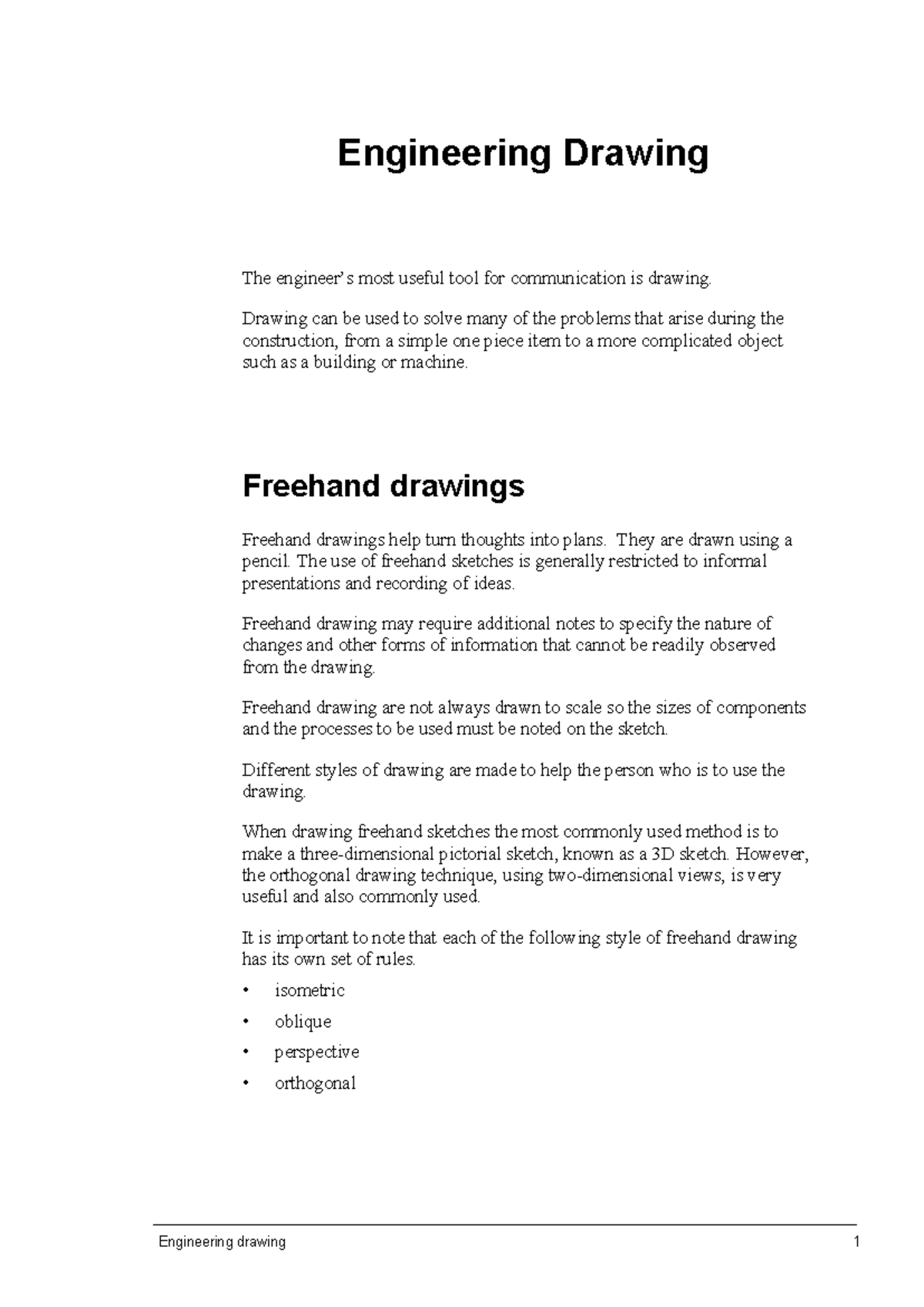 ENGR 101: Engineering Drawing Notes and Techniques - Studocu