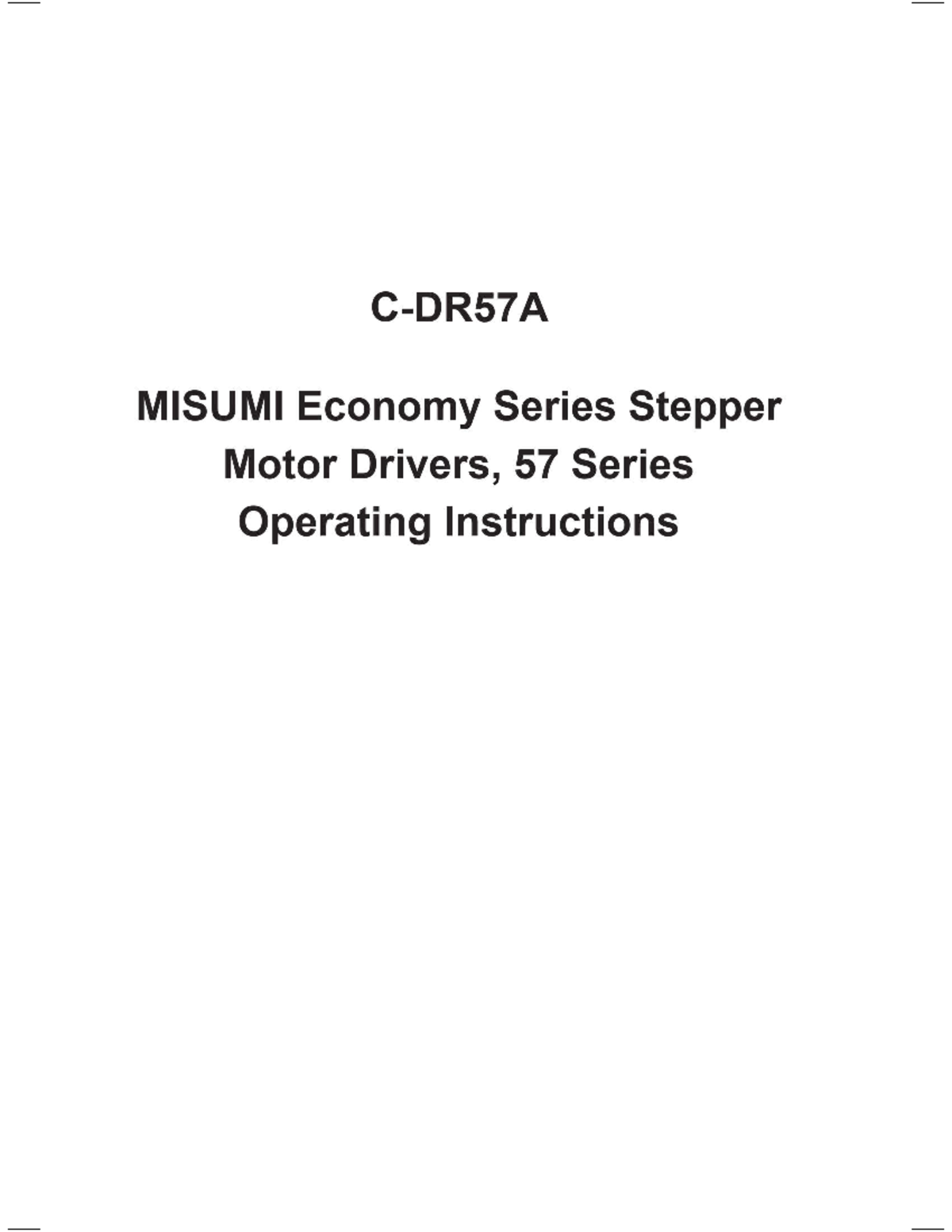 MISUMI DR57A Open Loop Stepper Motor Driver Operating Manual - Studocu