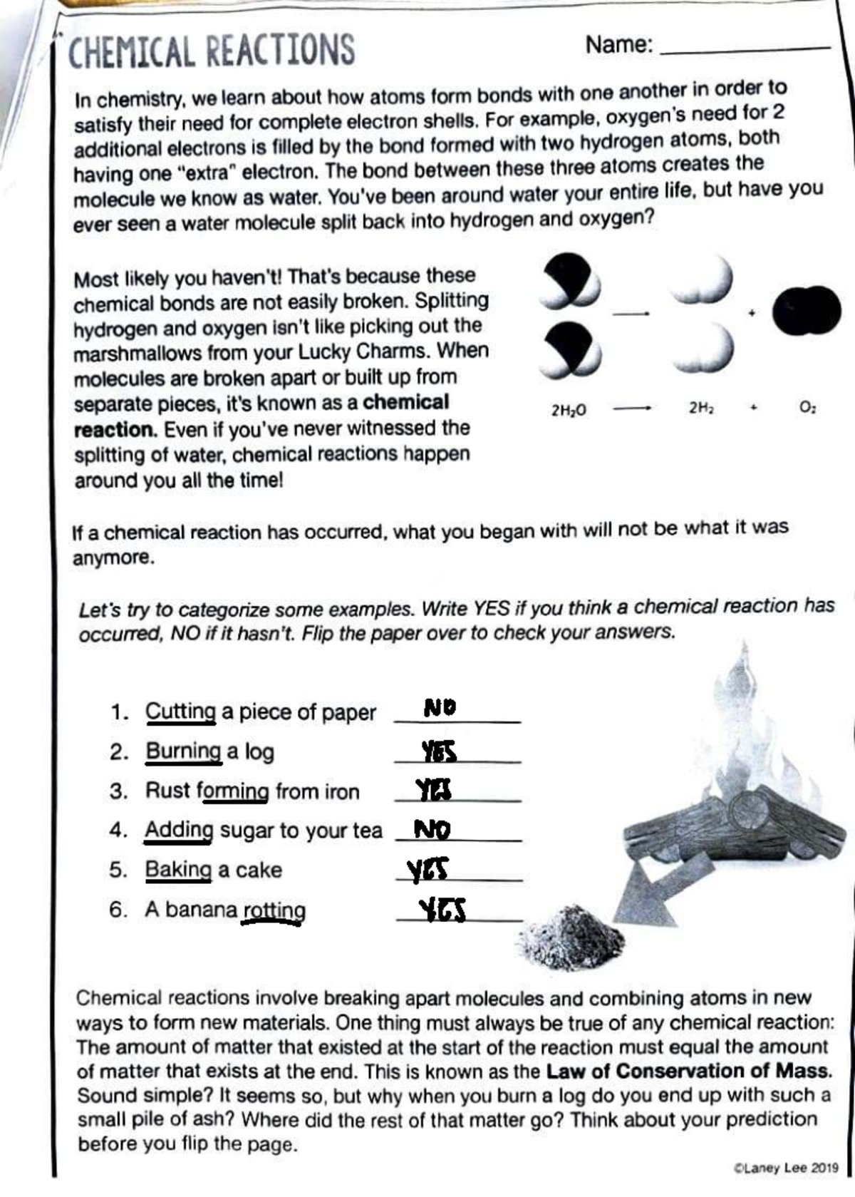 CHEM 101: Understanding Chemical Reactions and Conservation of Mass ...