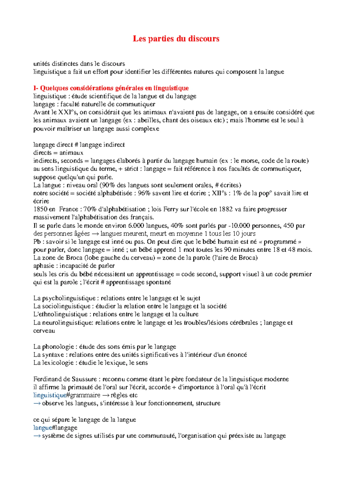 Les parties du discours - Les parties du discours Introduction : Les ...