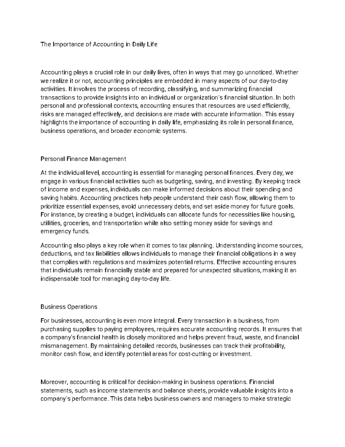 The Importance of Accounting in Daily Life: A Comprehensive Overview ...