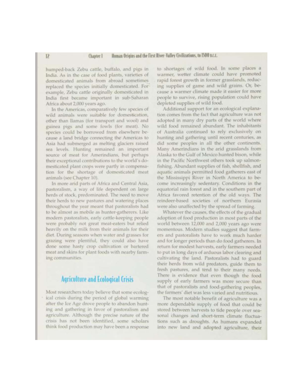 12 Chapter I: Human Origins and Early Civilizations to 1500 B.C.E ...