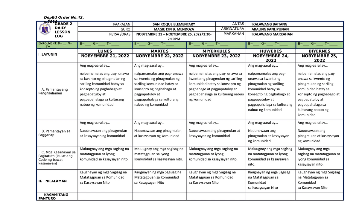 Q1 LE GMRC 5 Lesson 1 Week 1: Pilot Implementation of MATATAG K to 10 Curriculum - Studocu