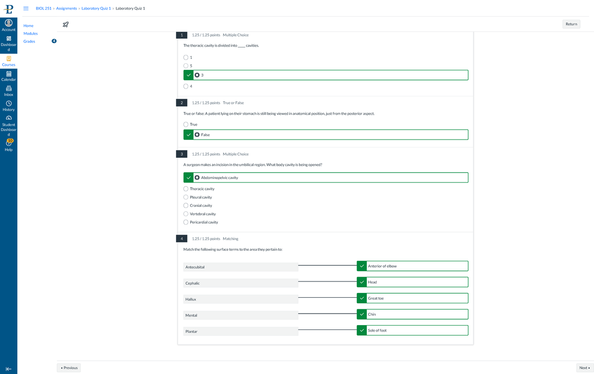 Laboratory Quiz 1 - BIOL 251 Assignments - Studocu
