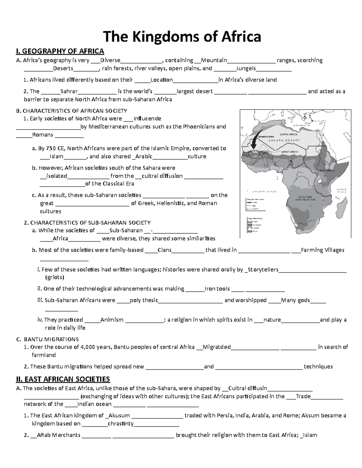 African Kingdoms: Geography, Society, and Empires Guided Notes - Studocu