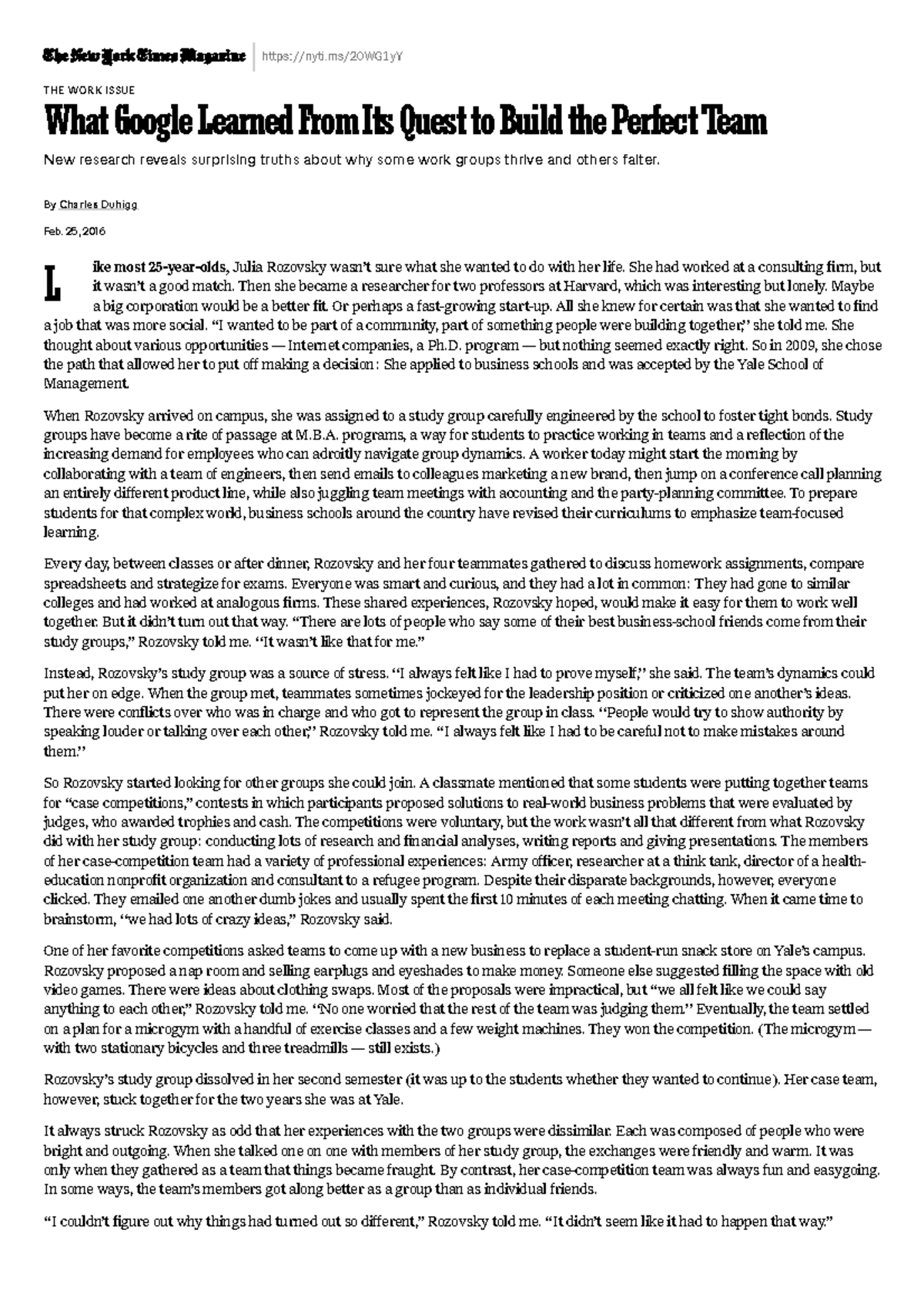 Google's Quest for the Perfect Team: Insights from Project Aristotle ...