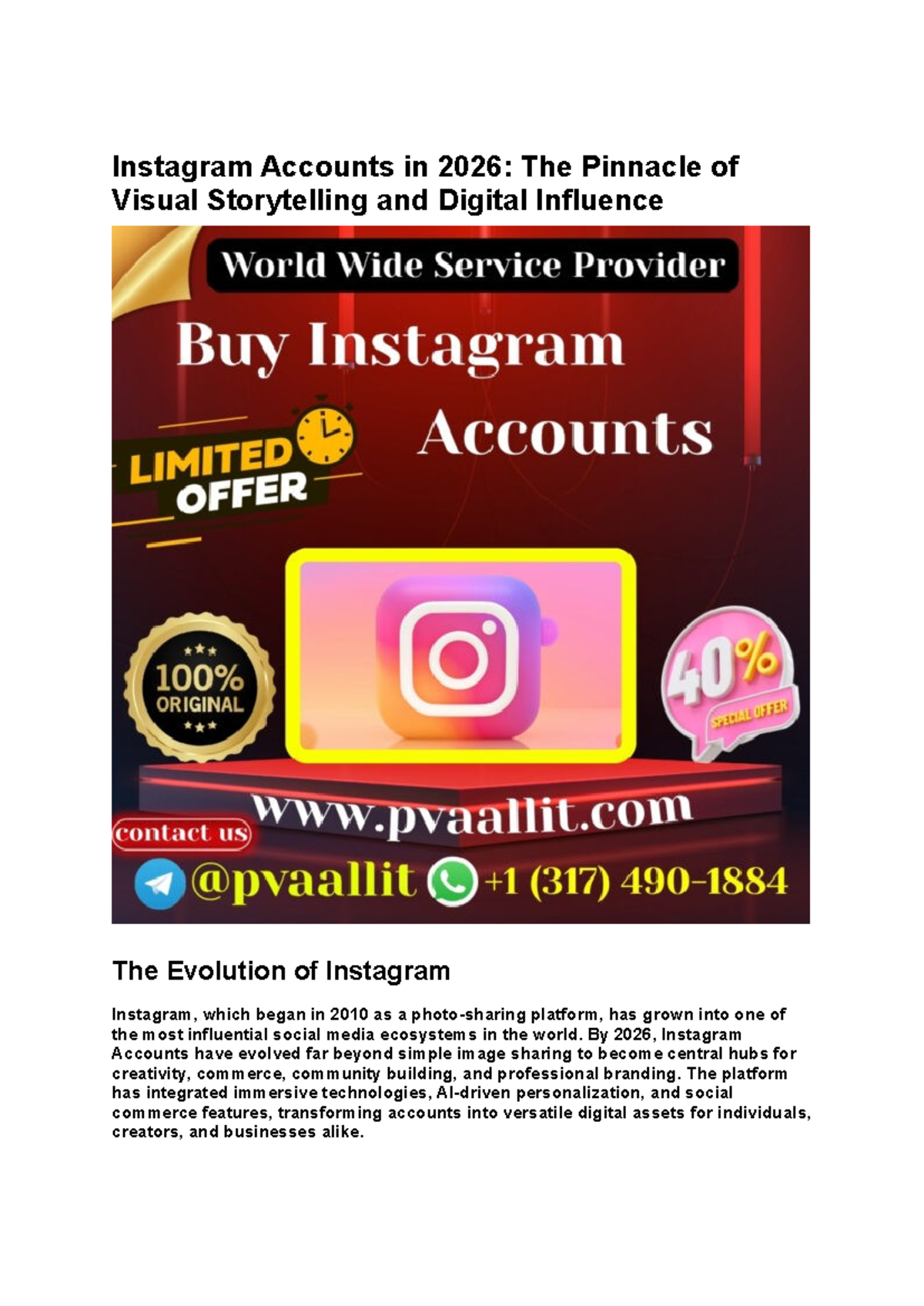Instagram Accounts in 2026: Evolution of Visual Storytelling ...