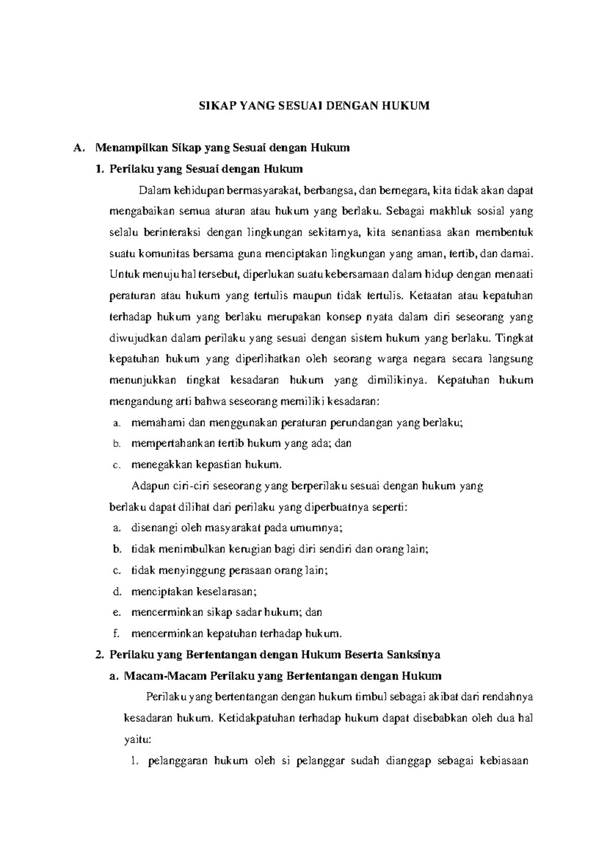 Sikap yang Sesuai dan Bertentangan dengan Hukum: Analisis Hukum - Studocu