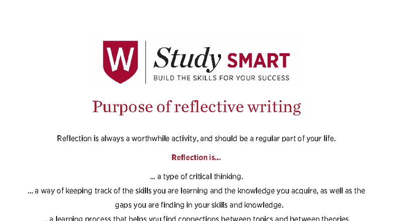 Reflective Writing Purpose: Enhancing Learning & Growth - Studocu