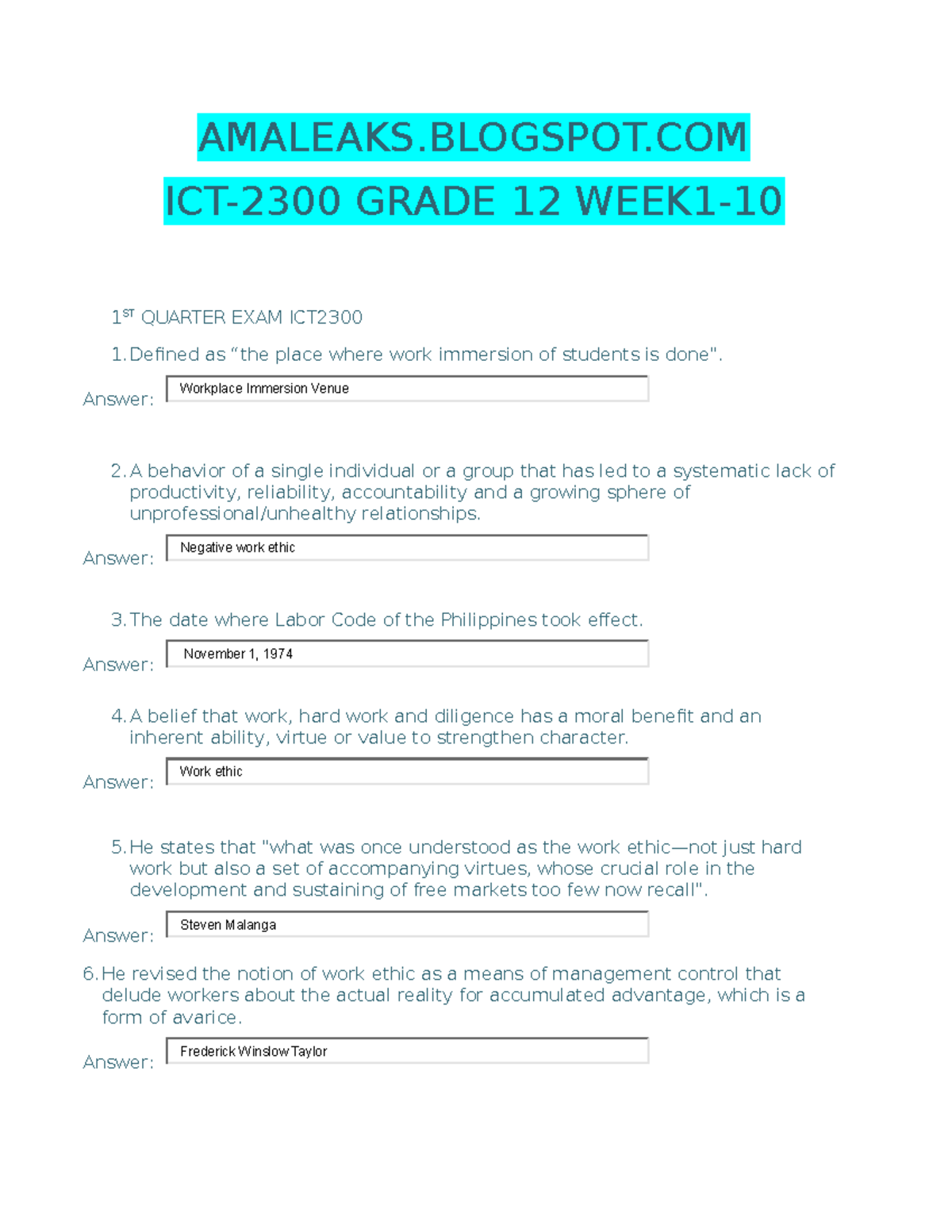 [ Amaleaks. Blogspot.COM] ICT-2300 Week 1-10 Grade 12 - AMALEAKS ...