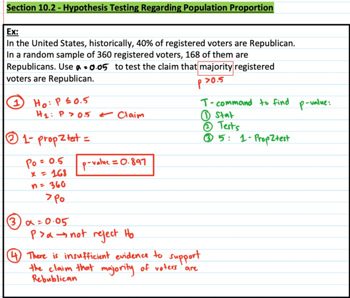 Math Section 10.2 Notes - Section 10 Hypothesis Testing Regarding ...
