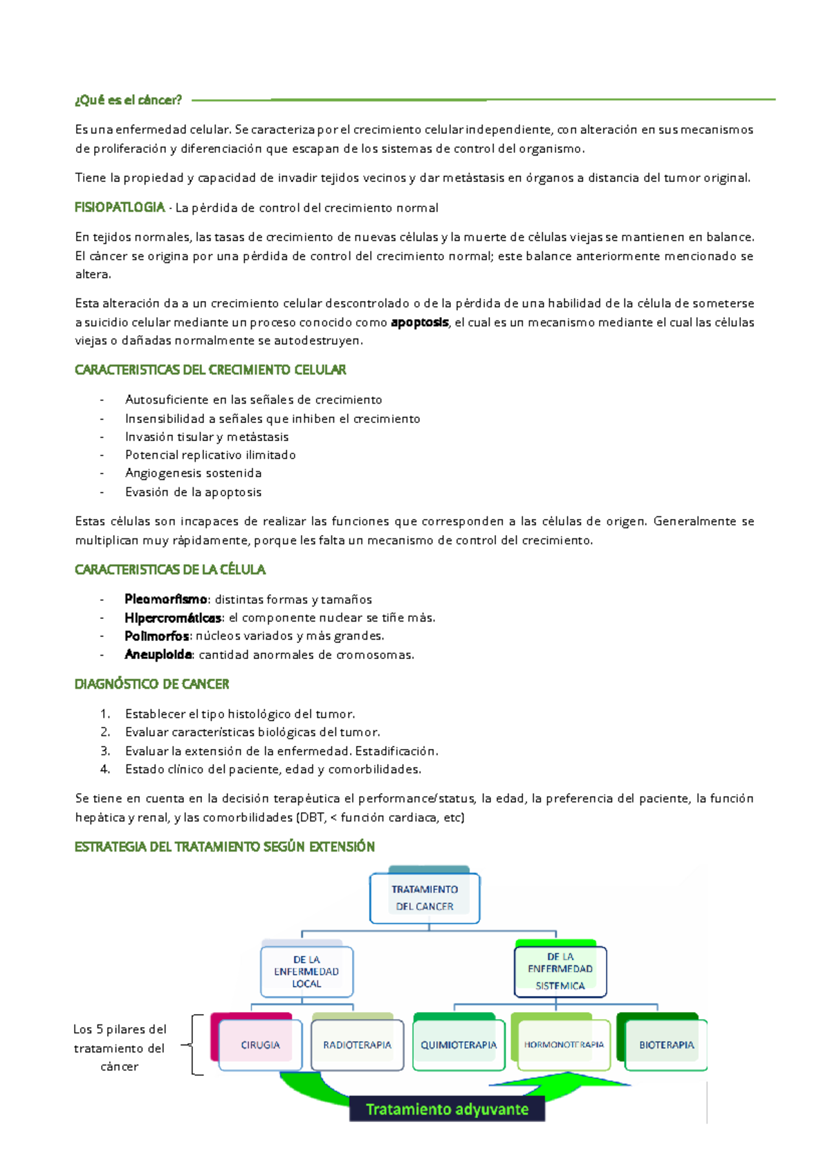 Resumen sobre el Cáncer: Fisiopatología y Tratamiento - Studocu