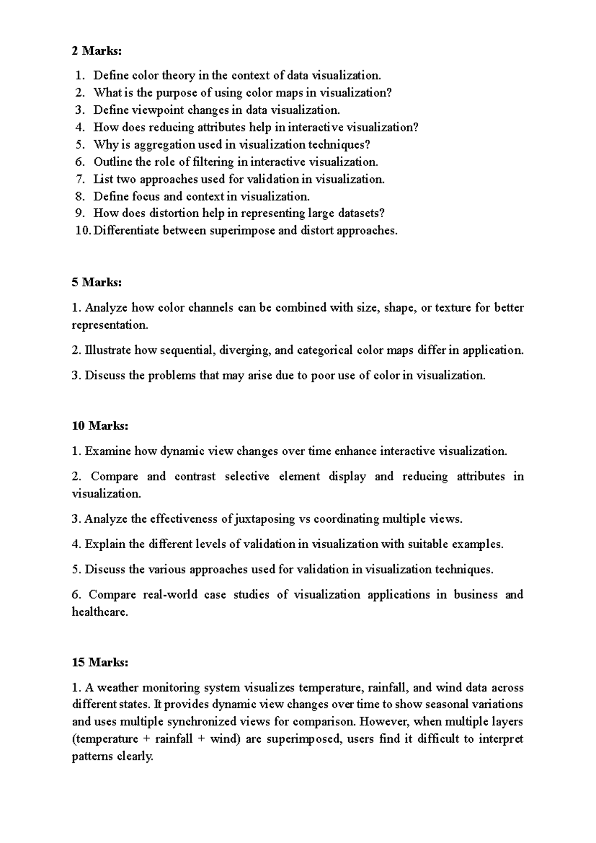 DVT-PT2 Question Bank: Key Concepts in Data Visualization - Studocu