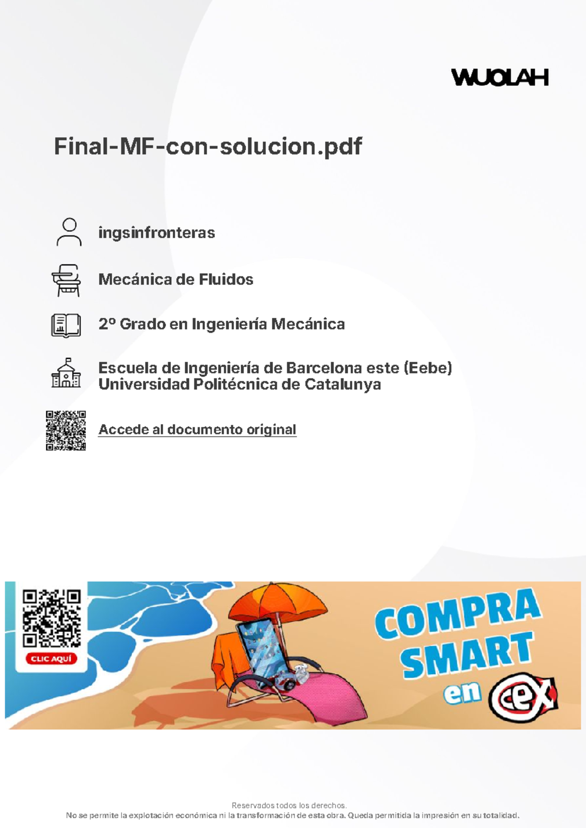 Final Exam MF Solutions - Mecánica de Fluidos 2º Grado - Studocu