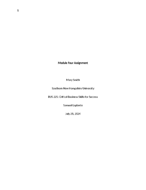 BUS 400 Milestone One - MARY SMITH Southern New Hampshire University ...