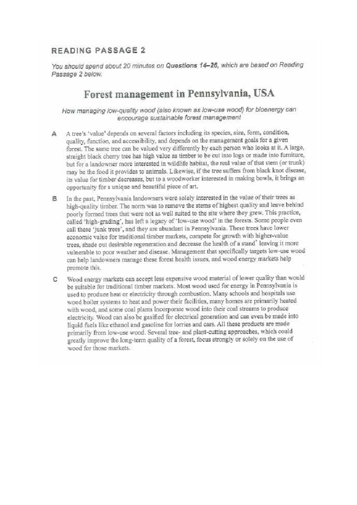Forest Management Strategies for Bioenergy in Pennsylvania (READING ...