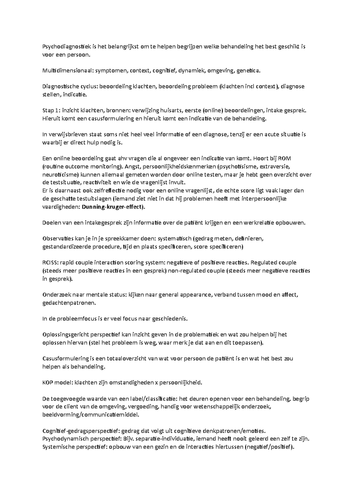 Week 5: Psychodiagnostiek en de Diagnostische Cyclus Evaluatie ...