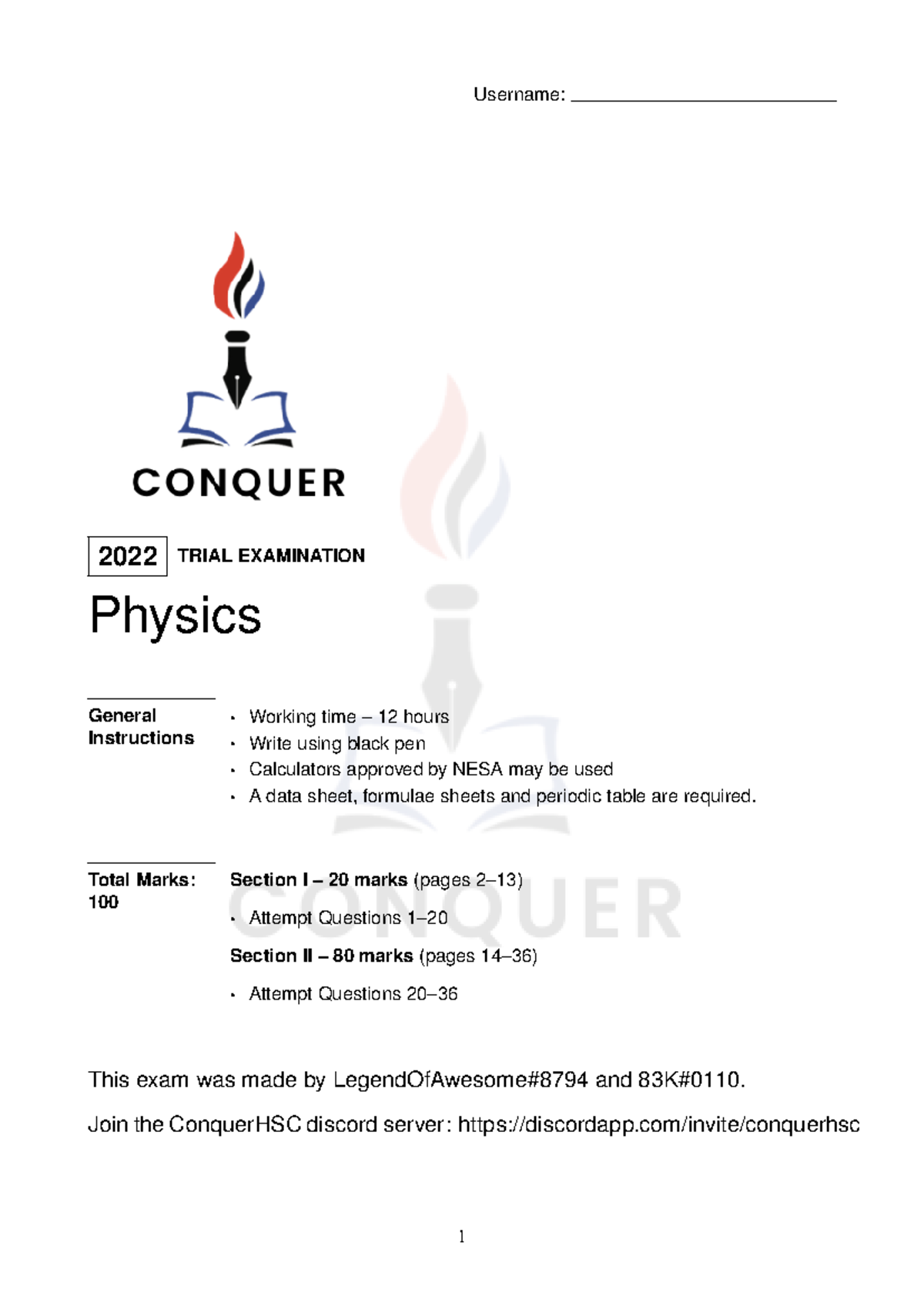 Updated Conquer HSC Physics 2022: Trial Examination Guide - Studocu