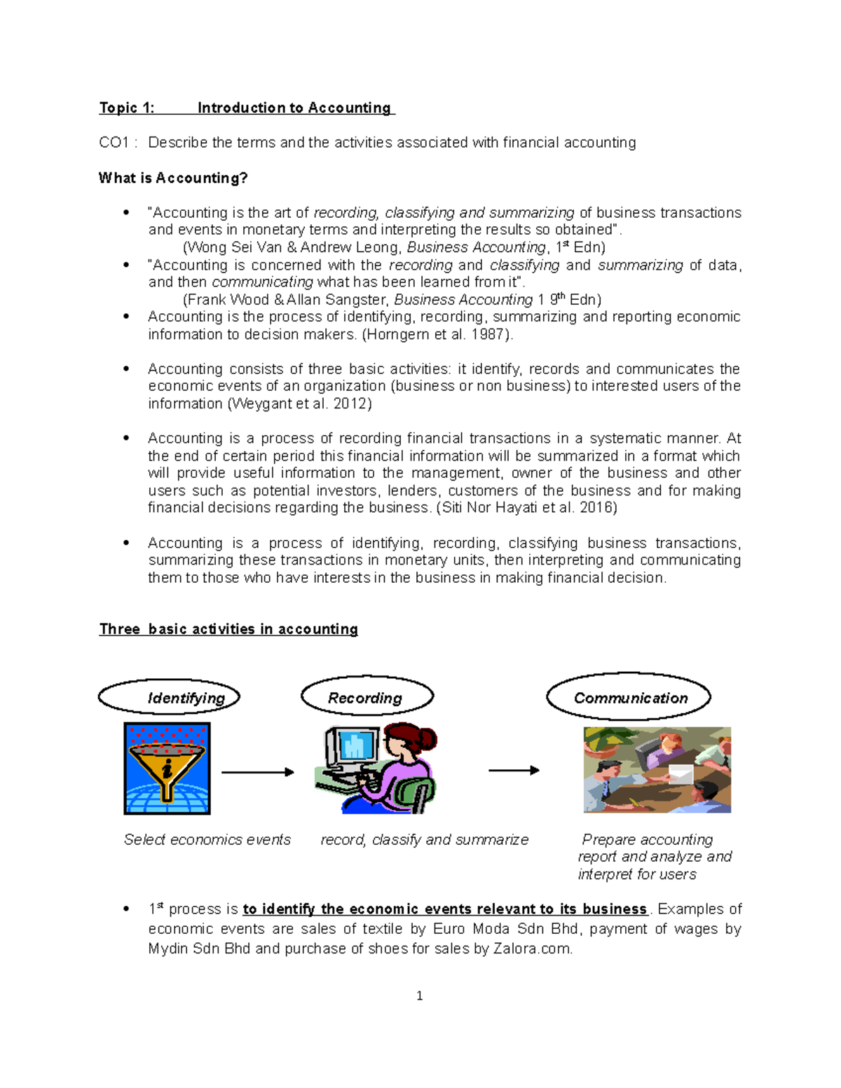 Chapter 1: Intro to Accounting Principles and Practices (ACC101) - Studocu