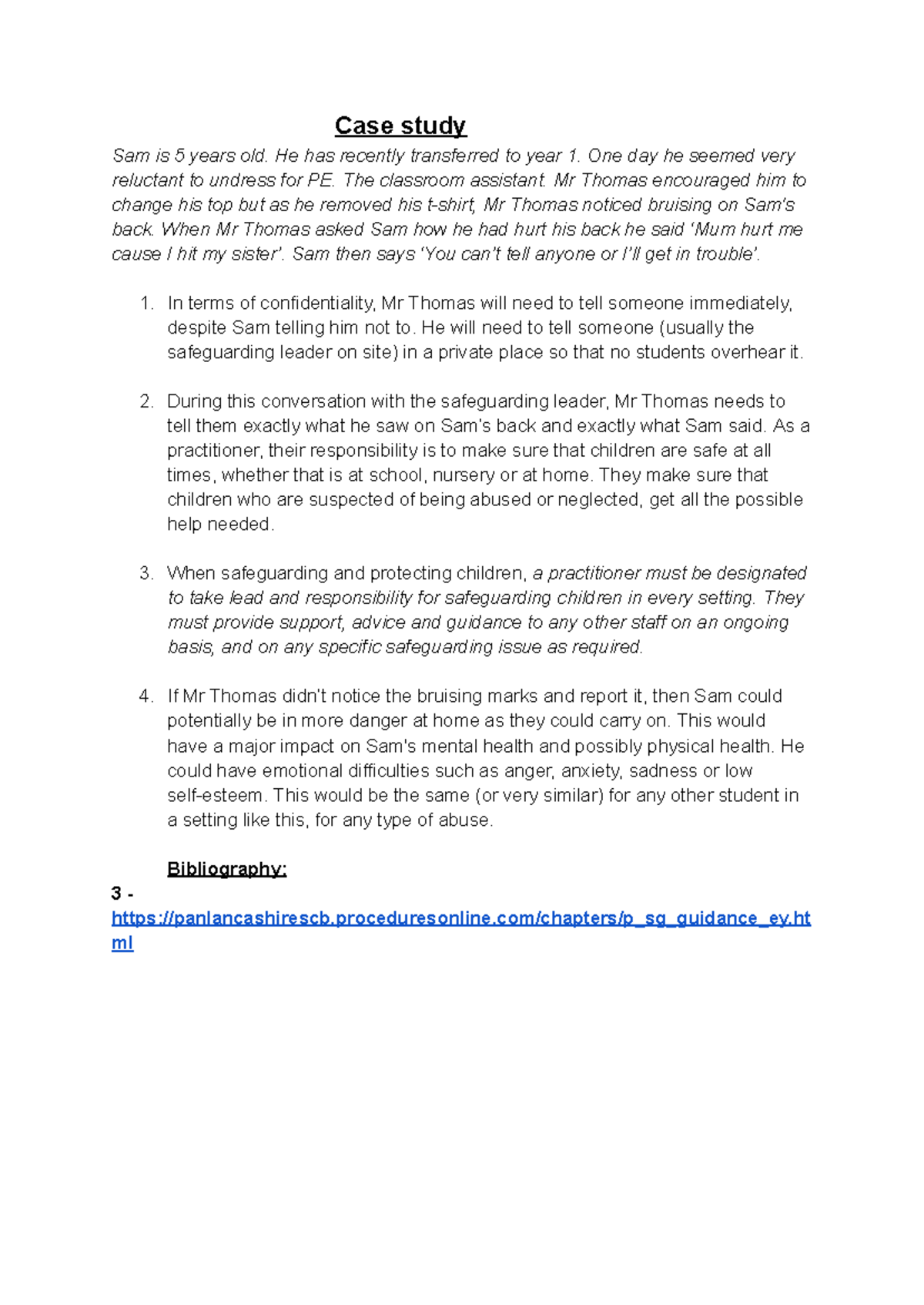 Case Study - Child Abuse Scenario in a Childcare Setting - Studocu