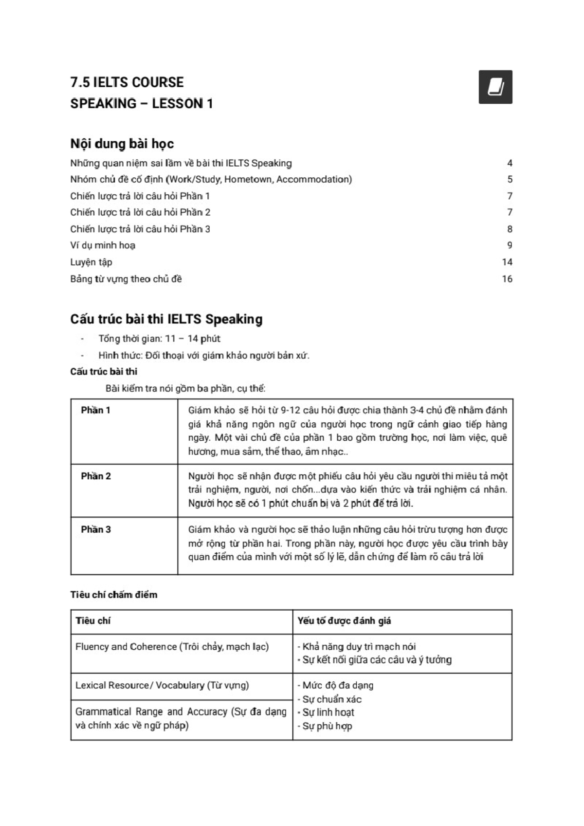 IELTS Speaking 7.5 Course: Lesson 1 Strategies and Common ...