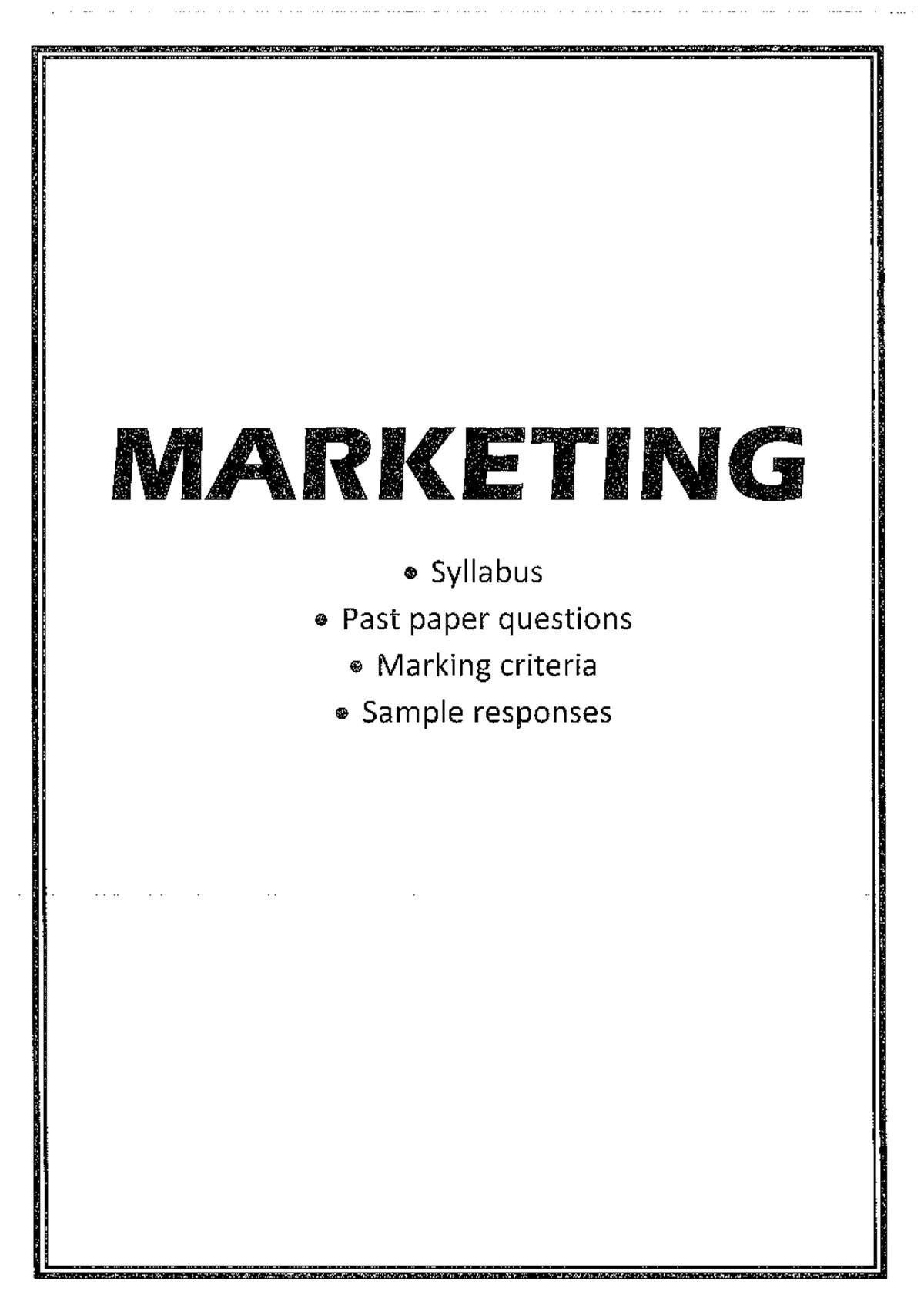 Marketing Past Paper Booklets: Comprehensive Revision Guide - Studocu