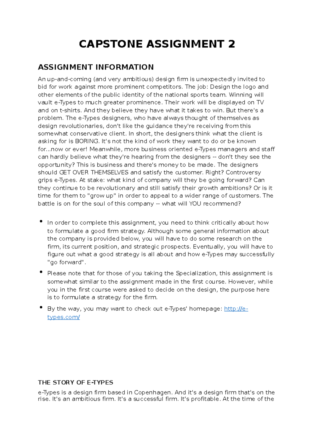 Capstone- Assignment-2 - CAPSTONE ASSIGNMENT 2 ASSIGNMENT INFORMATION ...