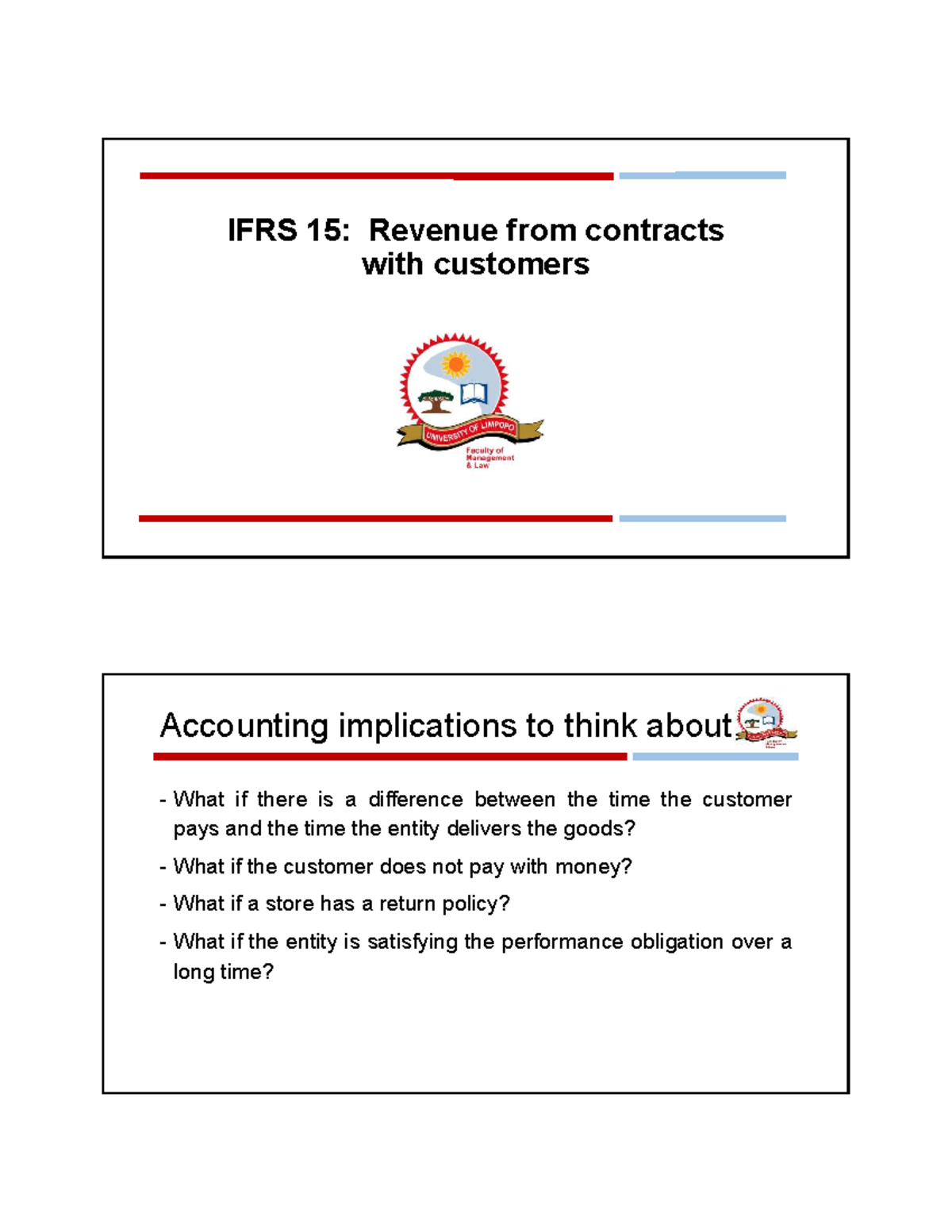 CACC031 IFRS 15: Revenue Recognition Principles and Examples - Studocu