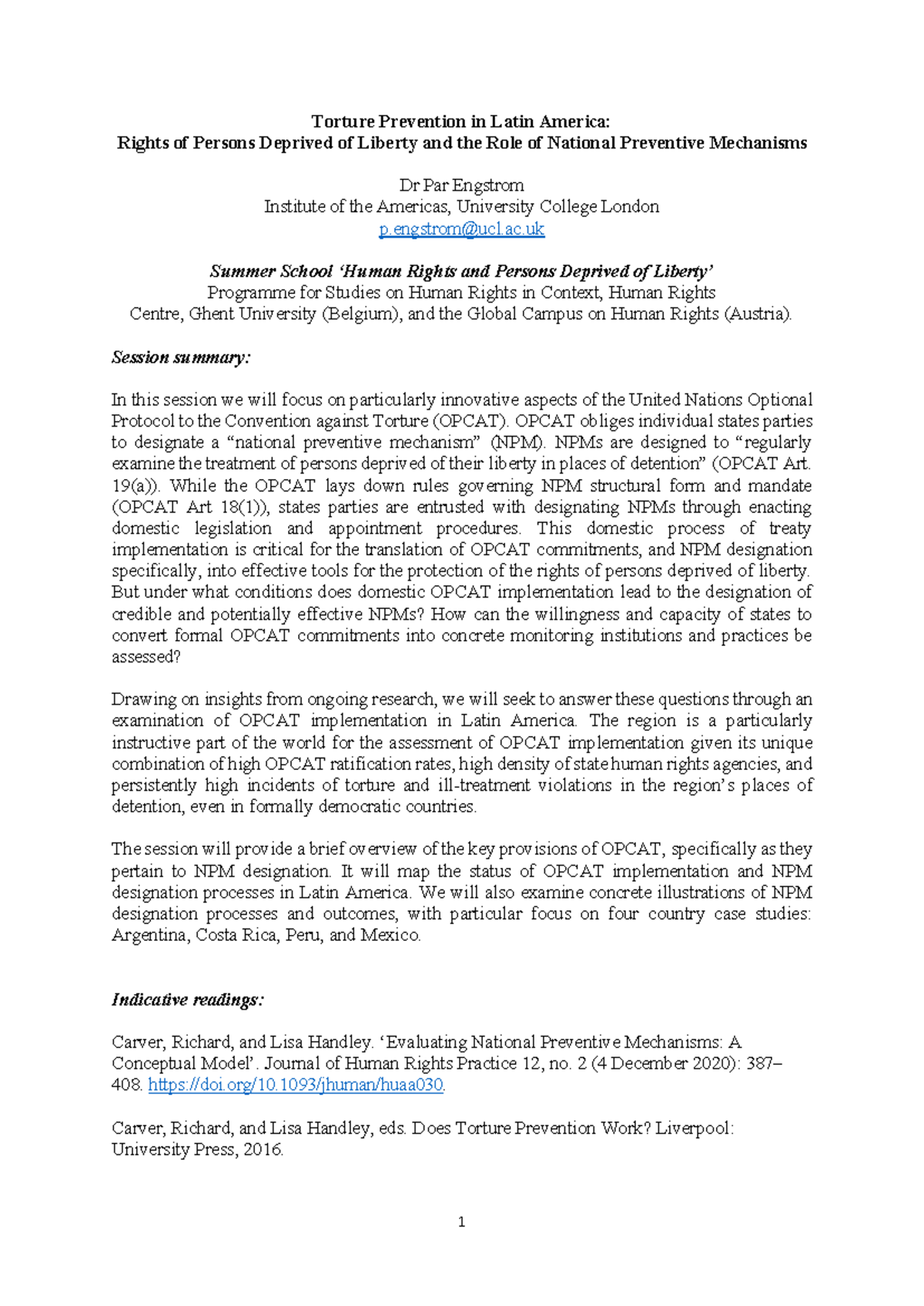 NPM Designation in Latin America: Torture Prevention Insights - Studocu